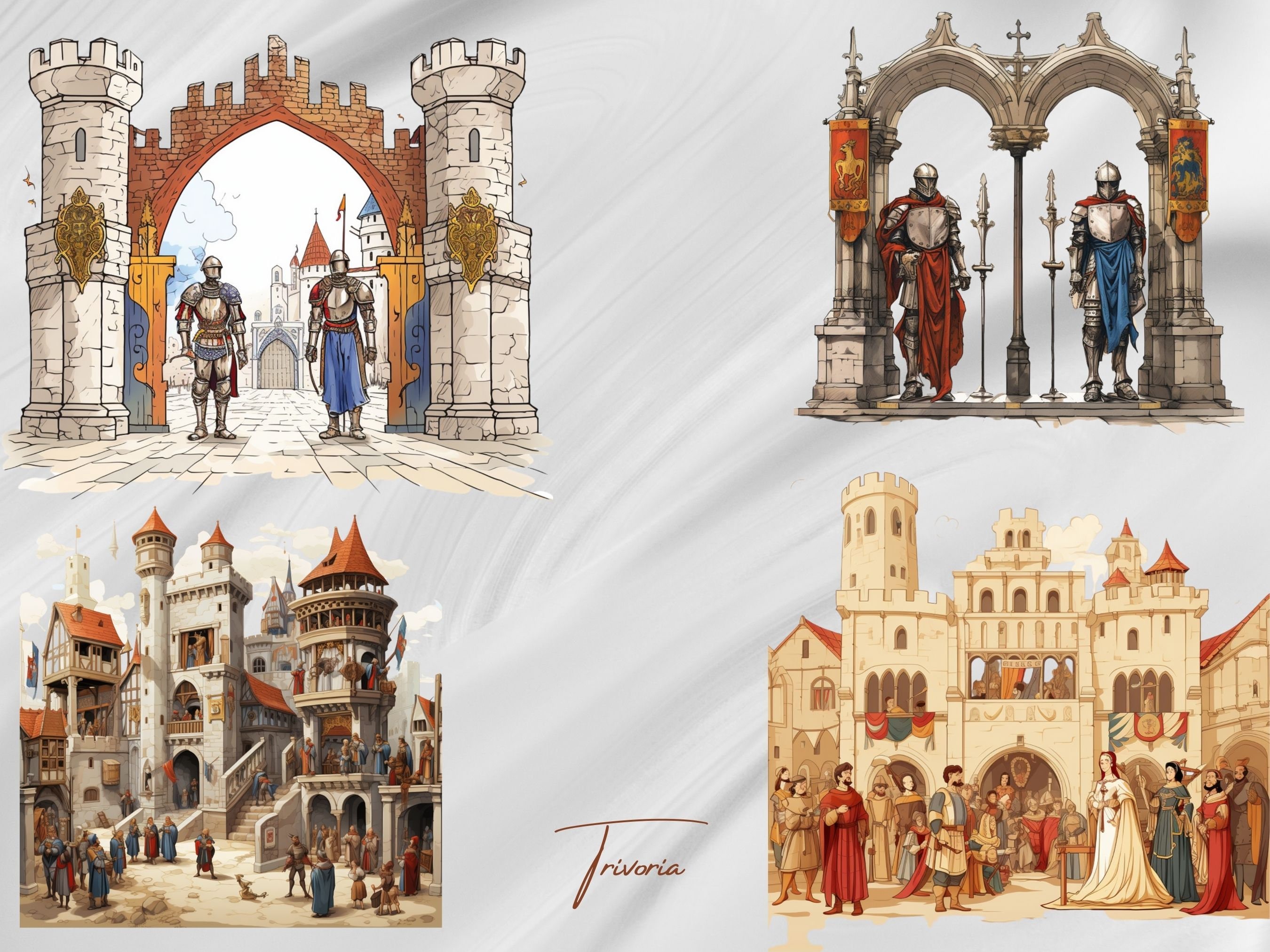 Medieval Fantasy Clipart Bundle: Knights Armor Weapons - Etsy