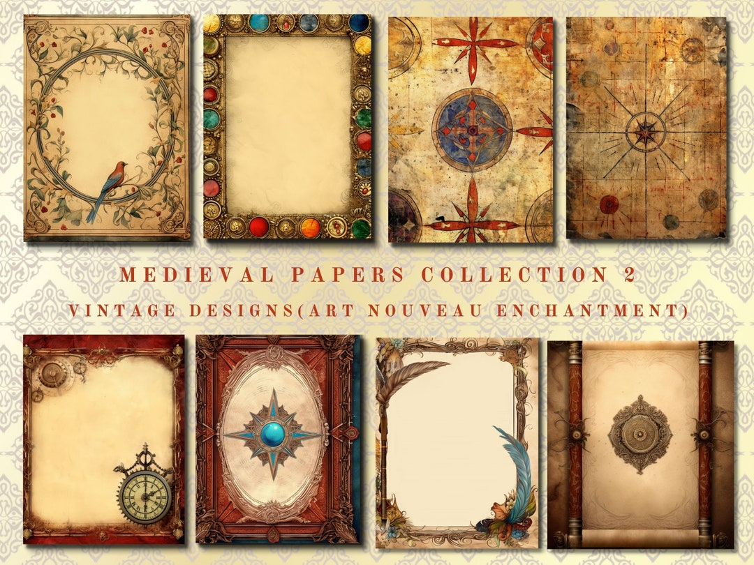 Medieval Mirage Antique Papers, Renaissance Style Art Nouveau ...