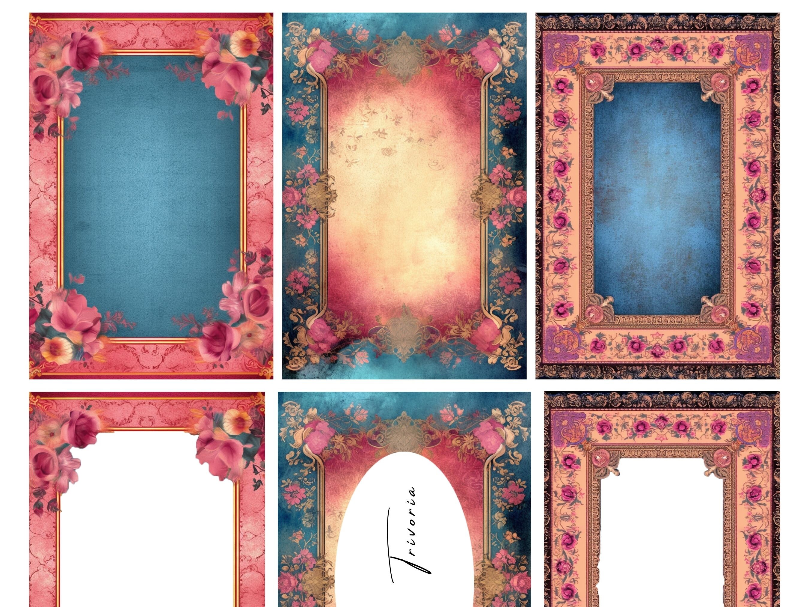 Royal Blue Pink Vintage Victorian Illuminated Borders: Shabby - Etsy