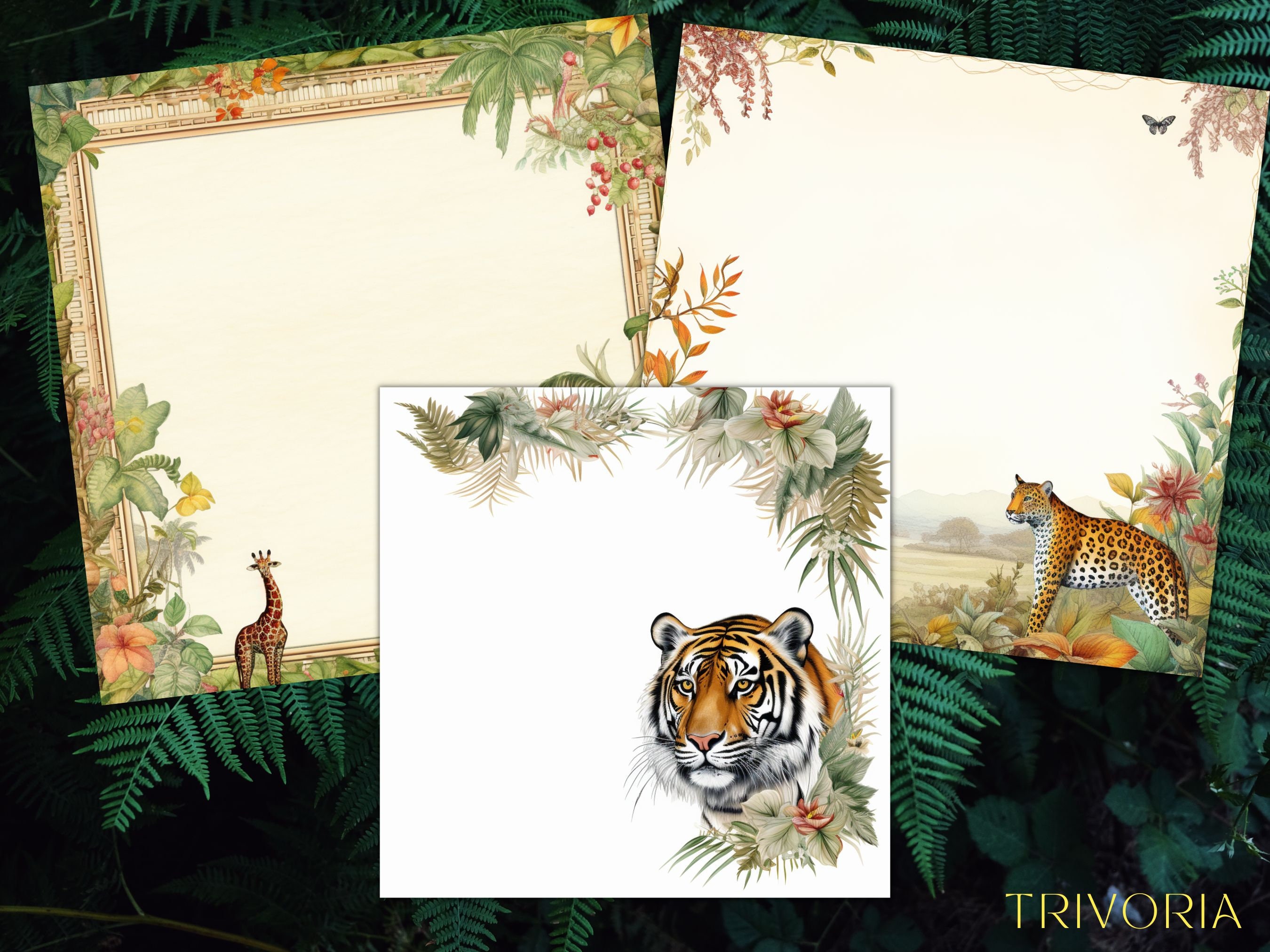Safari Animals Digital Papers: African Wildlife Jungle Safari and ...
