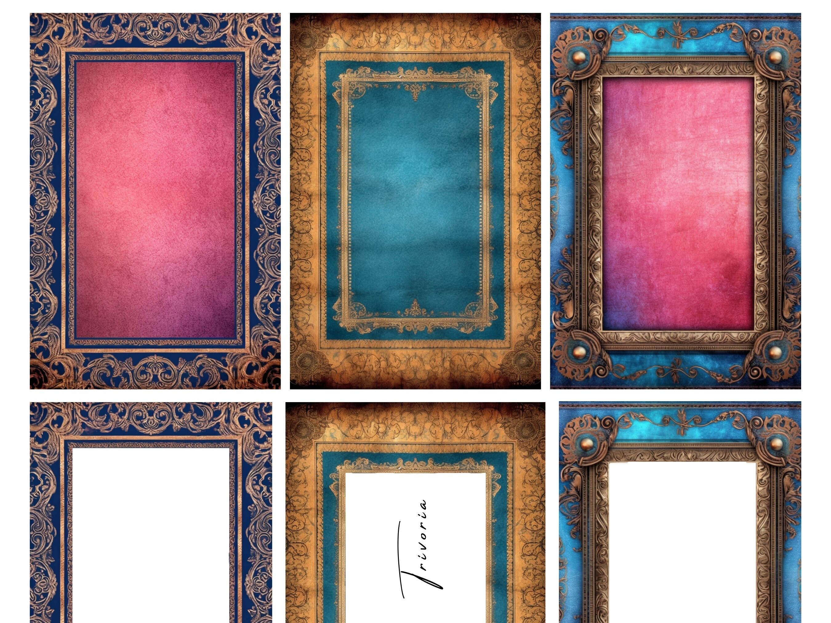 Vintage Victorian Illuminated Borders in Royal Blue and Pink - Etsy