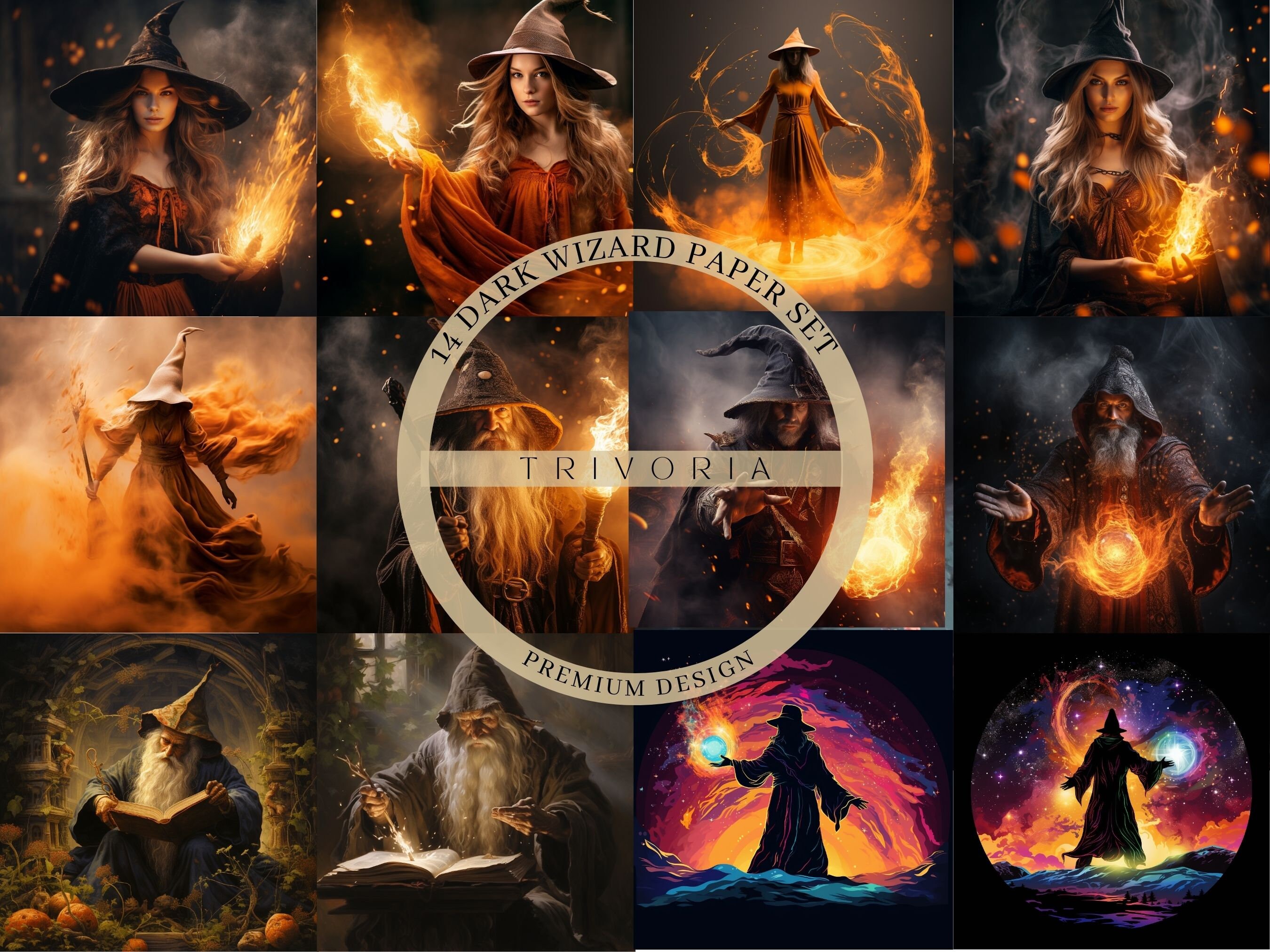 Dark Wizard Digital Bundle: Gothic Fairy Watercolor PNG, Enchanted ...