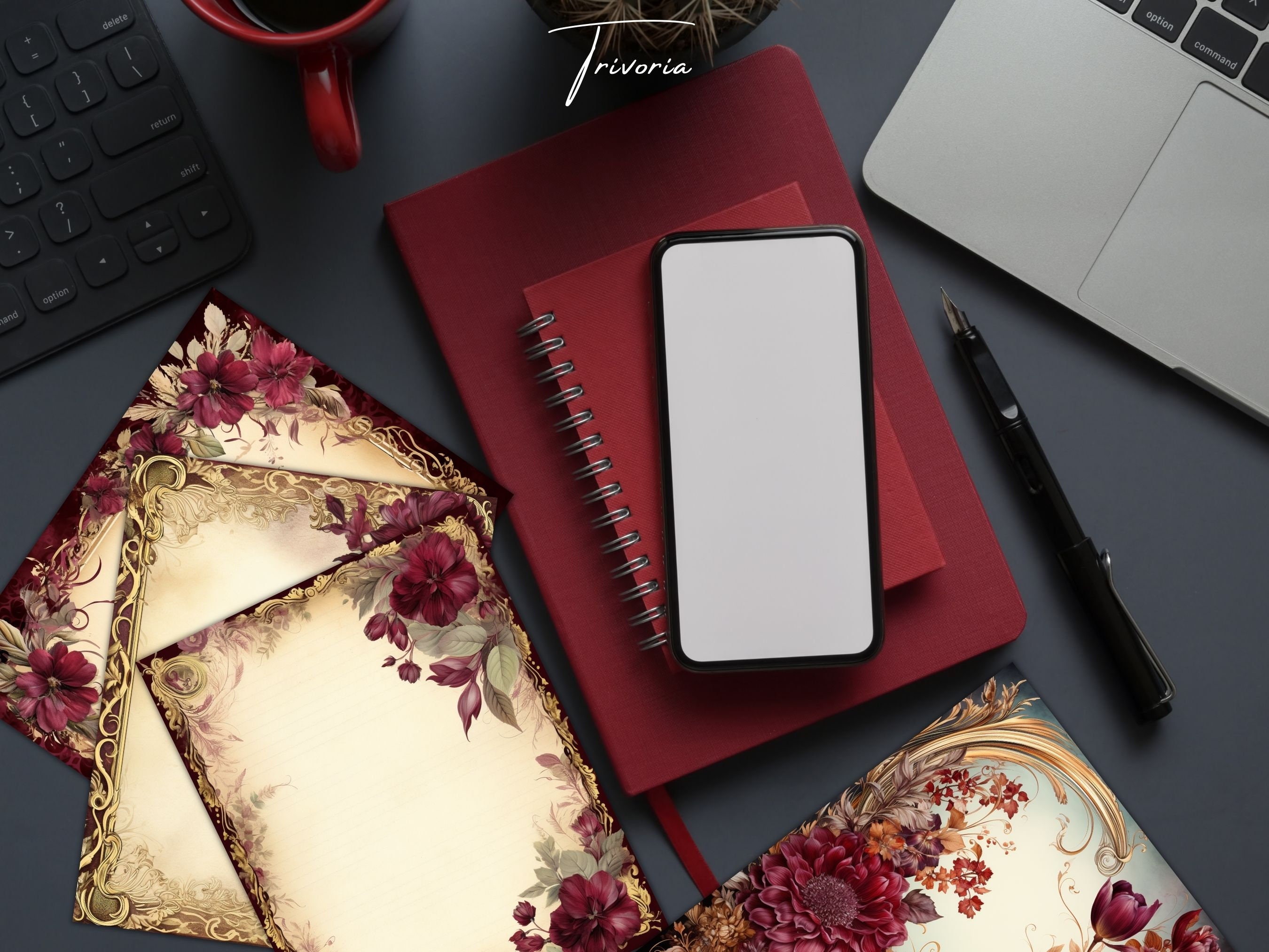 Burgundy, Gold and Cream Digital Paper Collection: Maroon and Gold ...