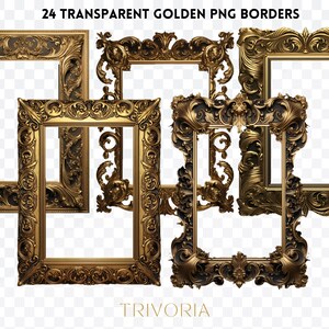 Antique Golden Frame Clipart Ornate Gold Vintage Frame PNG Printable ...