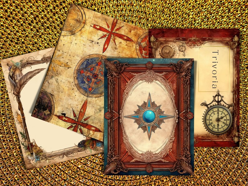 Medieval Mirage Antique Papers, Renaissance Style Art Nouveau ...