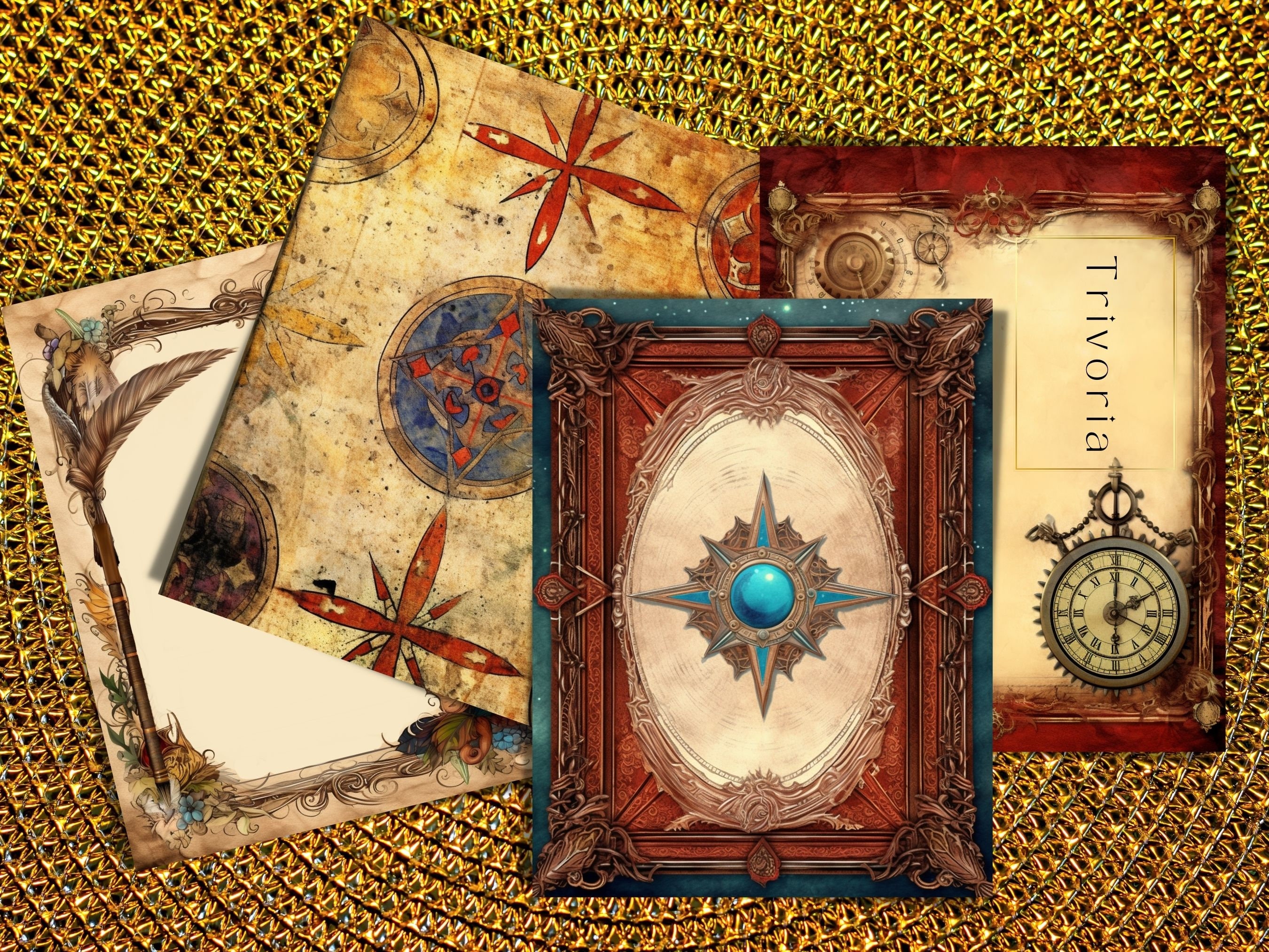 Medieval Mirage Antique Papers, Renaissance Style Art Nouveau ...