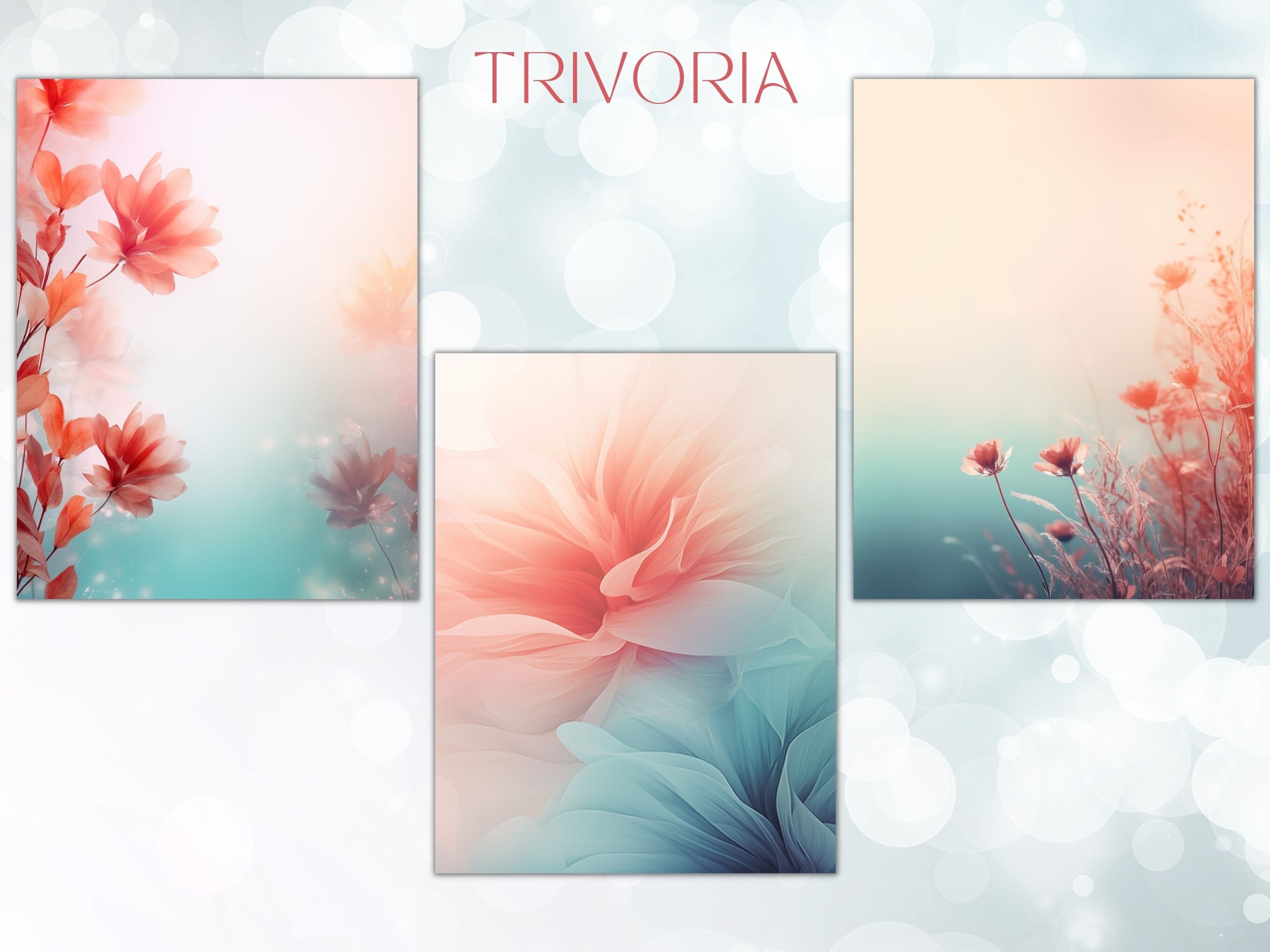 Teal and Coral Rustic Floral Design Collection: Vintage Mint and Coral ...