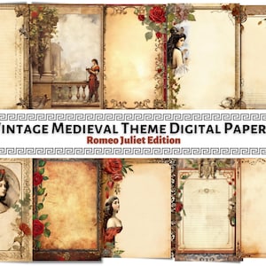 Medieval Illuminated Manuscript Border Vintage Papers Old Floral Frame ...