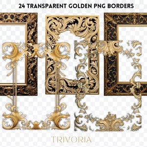 Antique Golden Frame Clipart Ornate Gold Vintage Frame PNG Printable ...