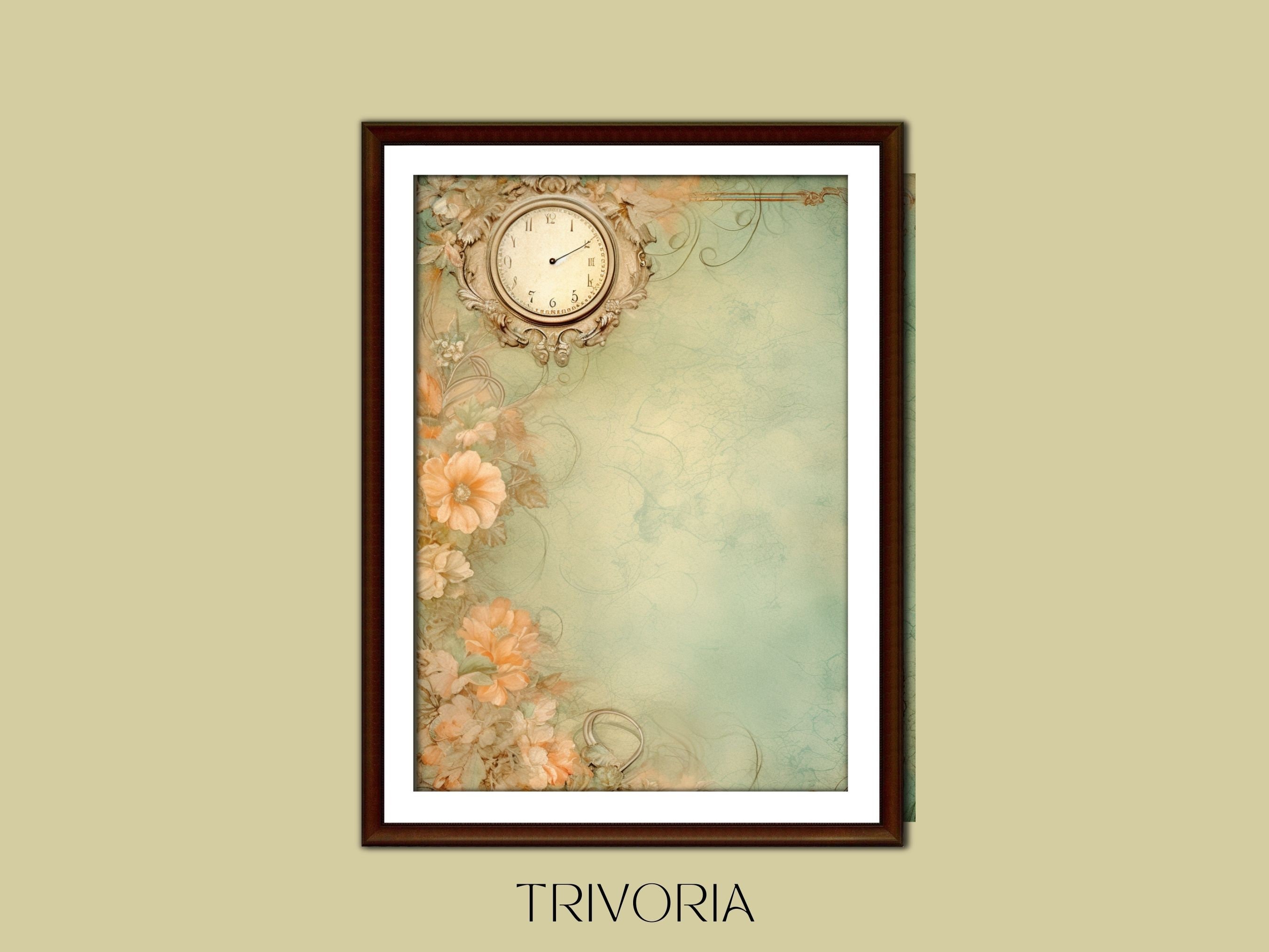 Mint Green and Peach Digital Papers: Floral & Rose Designs - Etsy