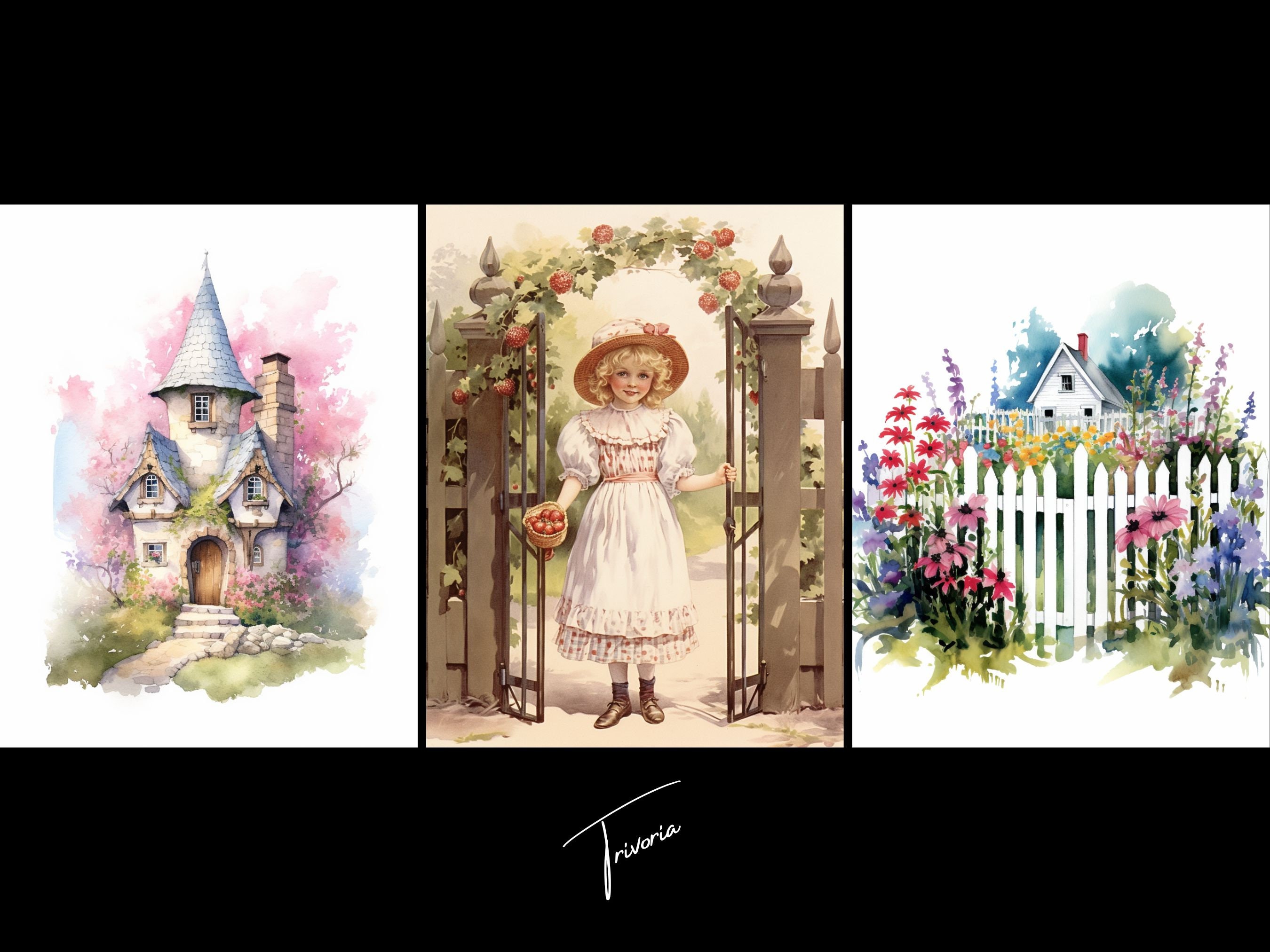 Cottage Girl and Farm Women Clipart: Cottagecore PNG, Spring Journal ...
