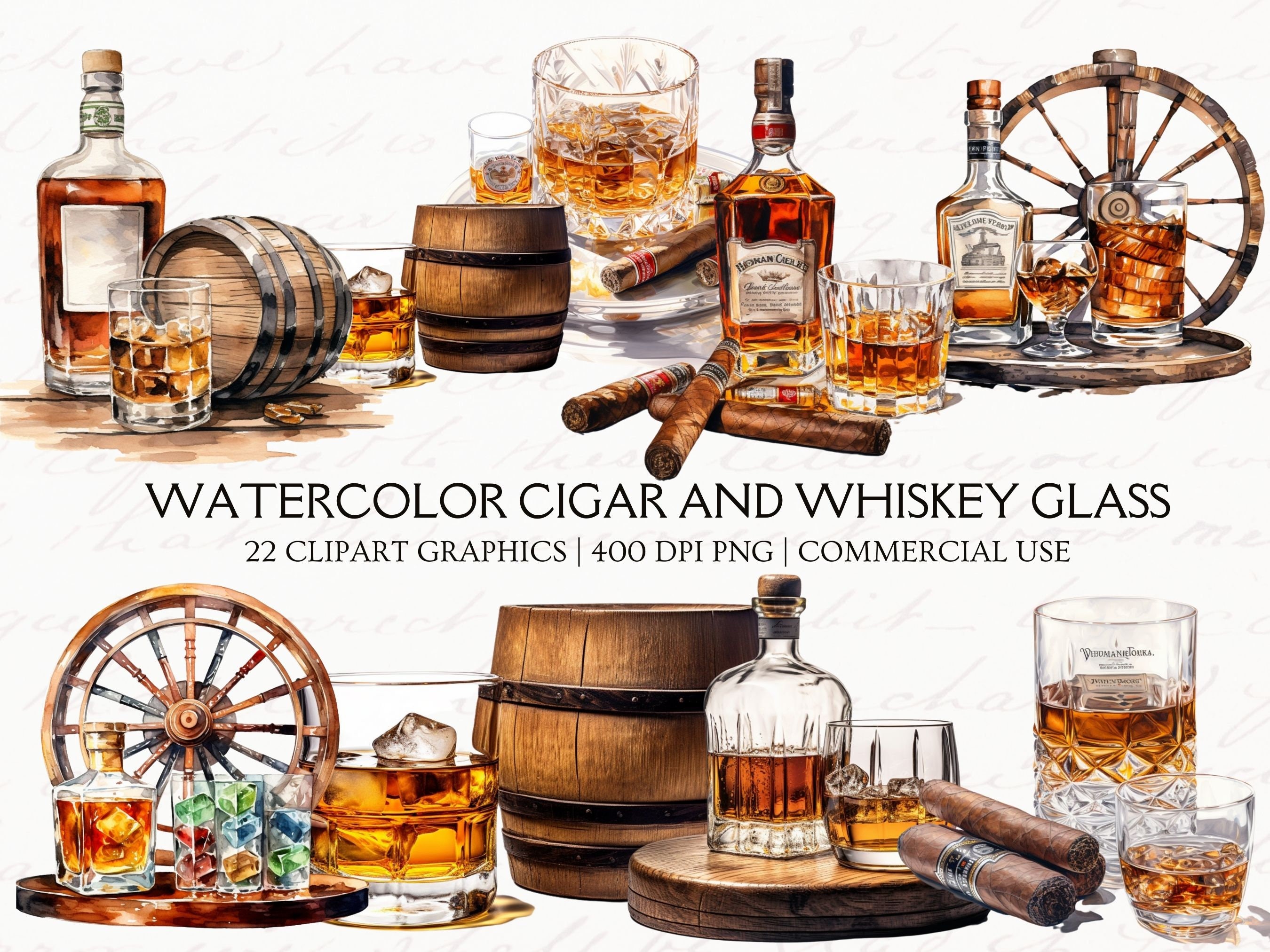 Whiskey and Cigar Transparent PNG Clipart: Bourbon, Cocktail Art ...