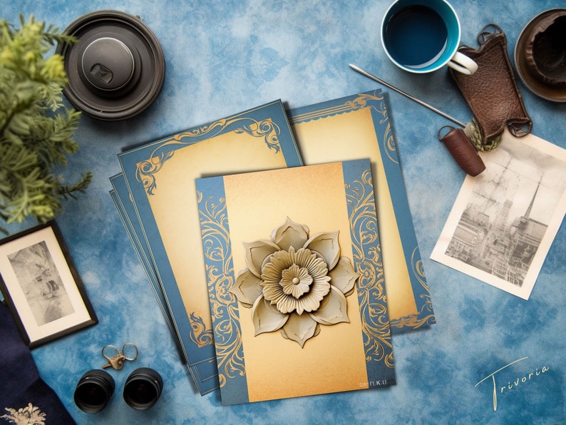 Medieval & Victorian Vintage Blue Borders: Renaissance Style Junk ...