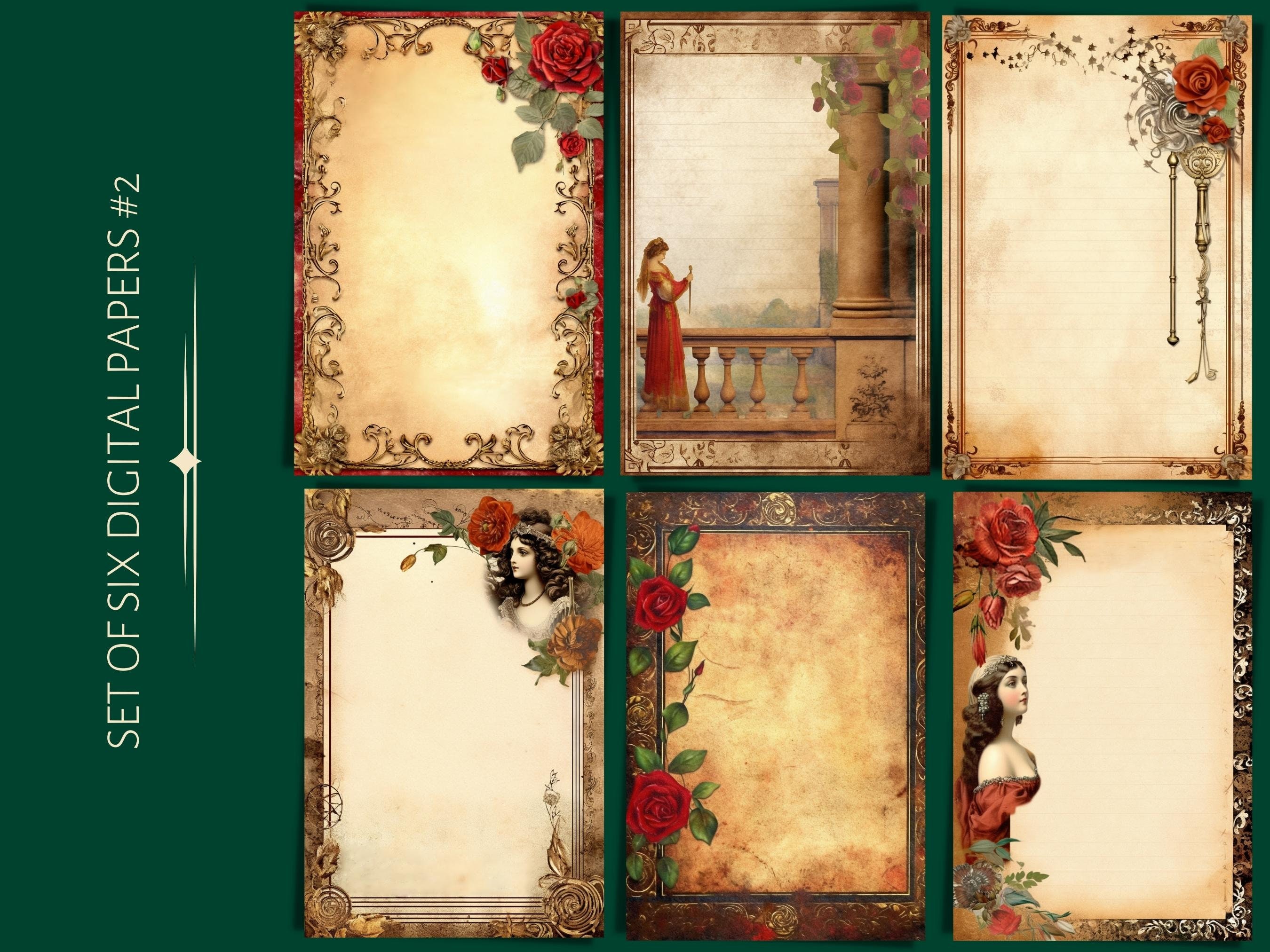 Medieval Illuminated Manuscript Border Vintage Papers Old Floral Frame ...