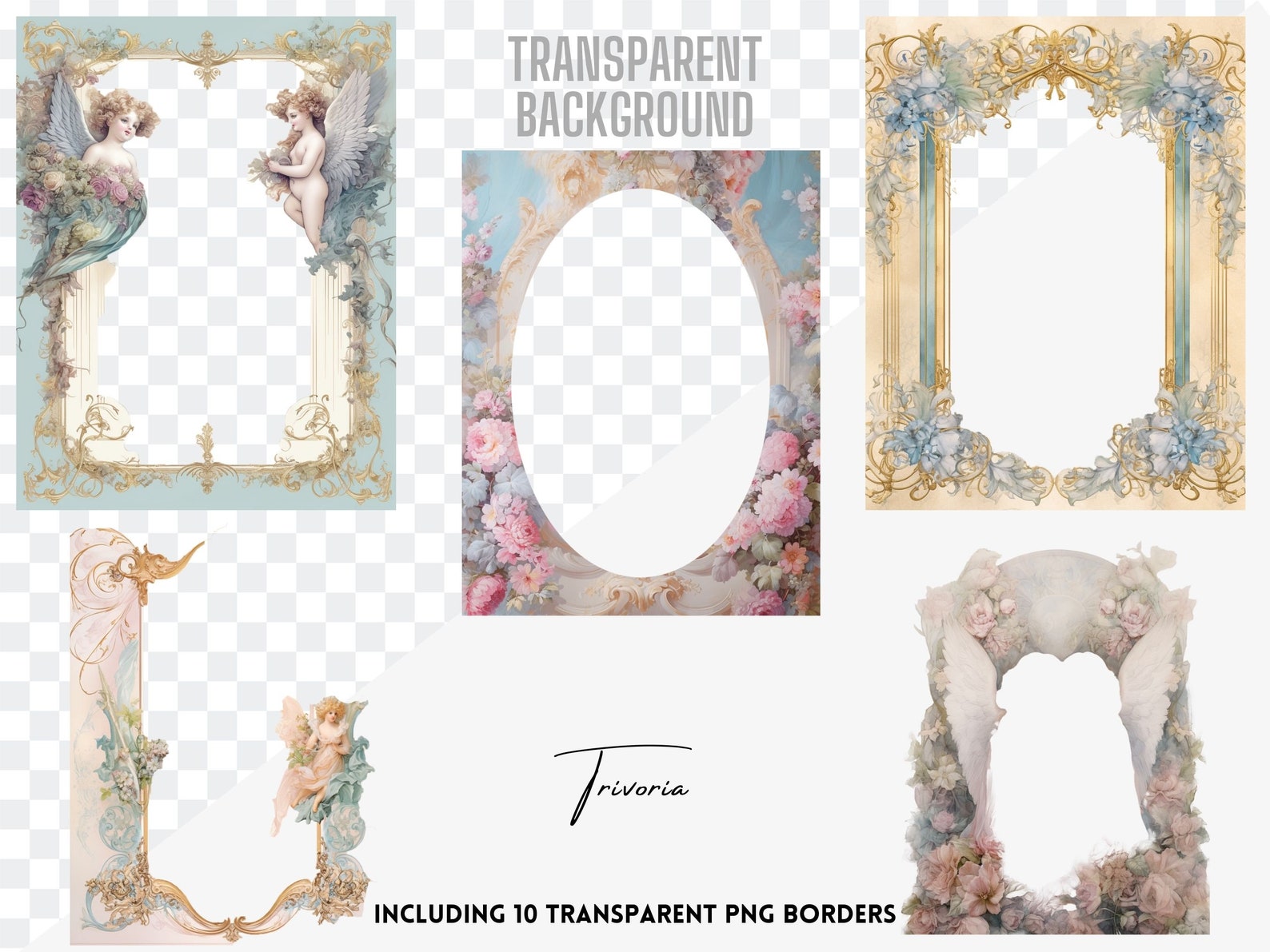 Victorian Baroque Angel Digital Papers Angelic Clipart Packs With ...