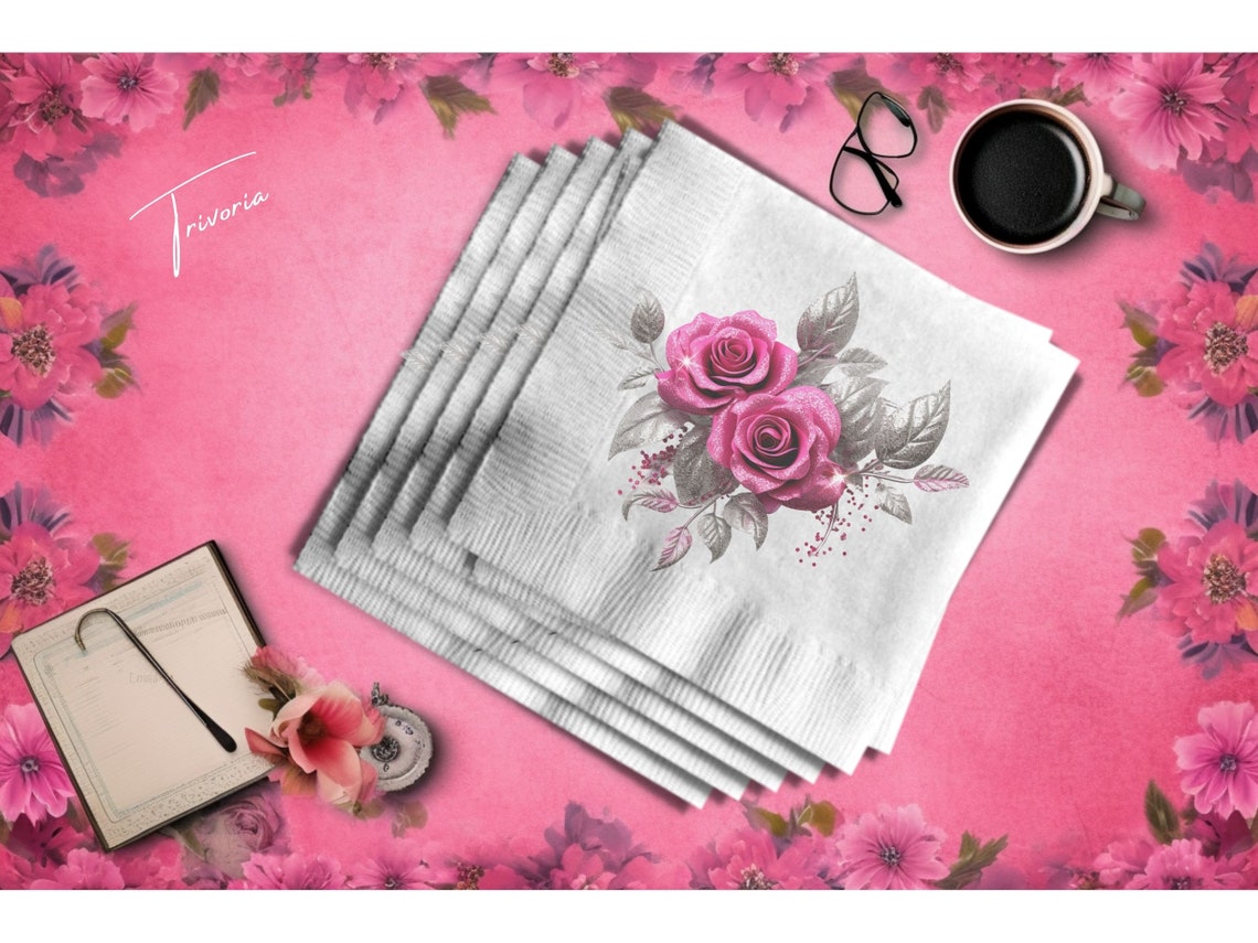 Hot Pink Rose Clipart Set 36 Transparent PNG Boho Watercolor - Etsy