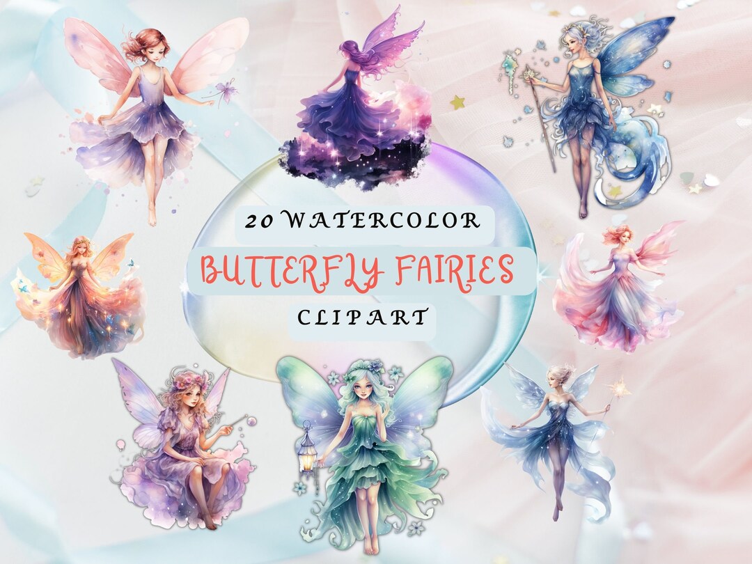 Ethereal Watercolor Butterfly Fairy PNG Mystical Fantasy Clipart With ...