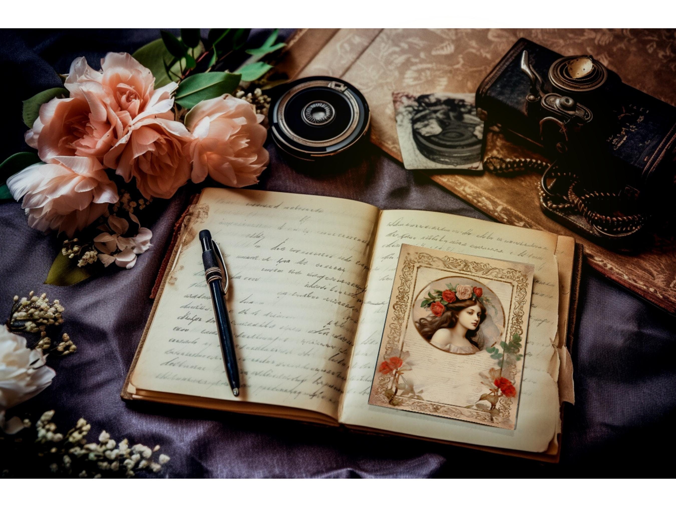 Medieval Illuminated Manuscript Border Vintage Papers Old Floral Frame ...