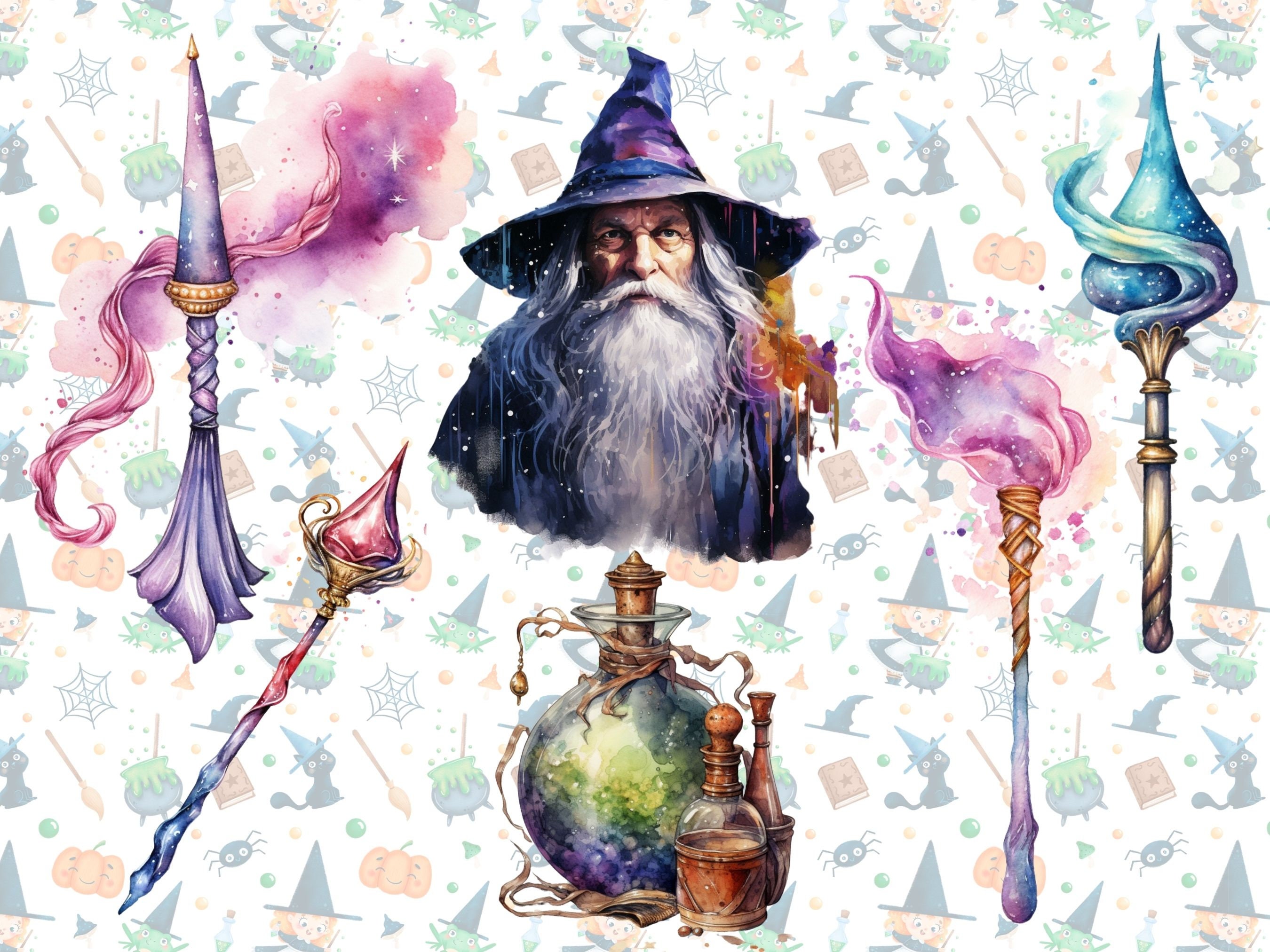 Magic School Wizard Witch PNG: Wizarding Wands Potions - Etsy