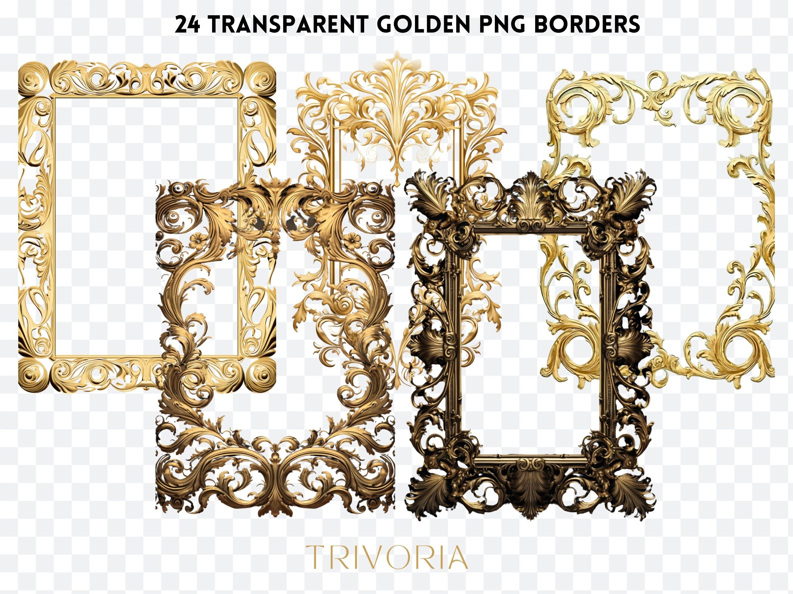 Antique Golden Frame Clipart Ornate Gold Vintage Frame PNG Printable ...