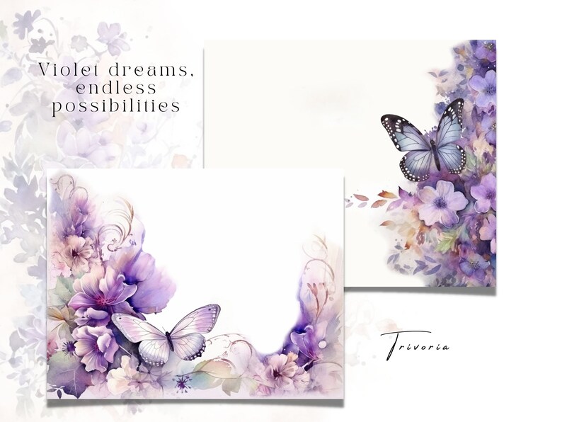 Violet Purple Lilac Floral Borders Clipart Watercolor Wedding Wild ...