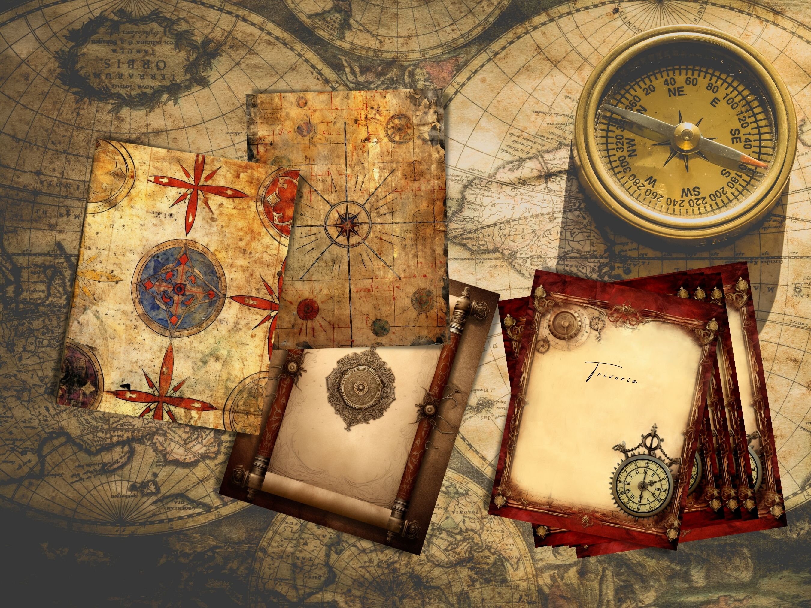 Medieval Mirage Antique Papers, Renaissance Style Art Nouveau ...