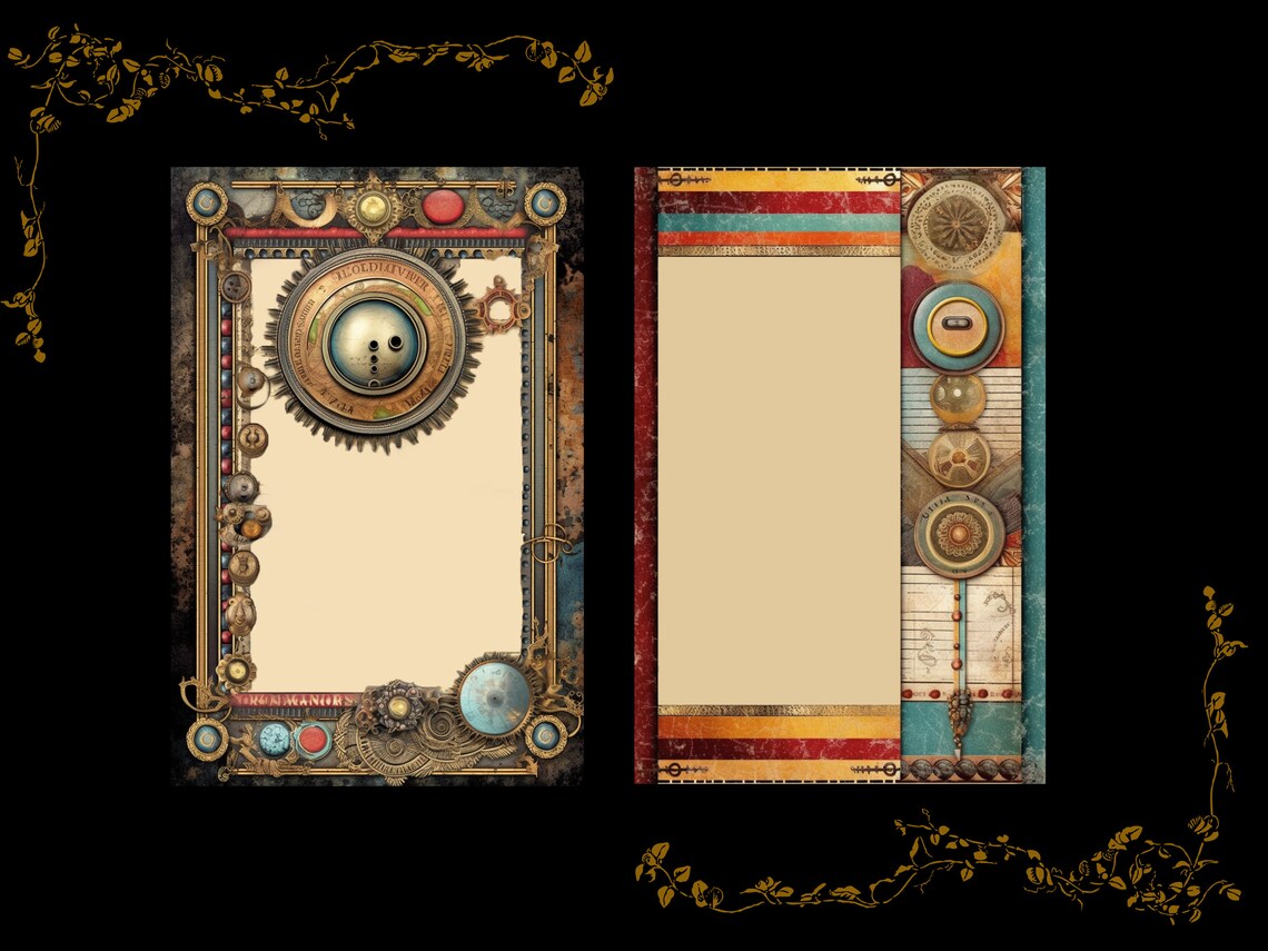 Medieval Illuminated Manuscript Digital Vintage Antique Floral Papers ...