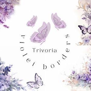 Violet Purple Lilac Floral Borders Clipart Watercolor Wedding Wild ...