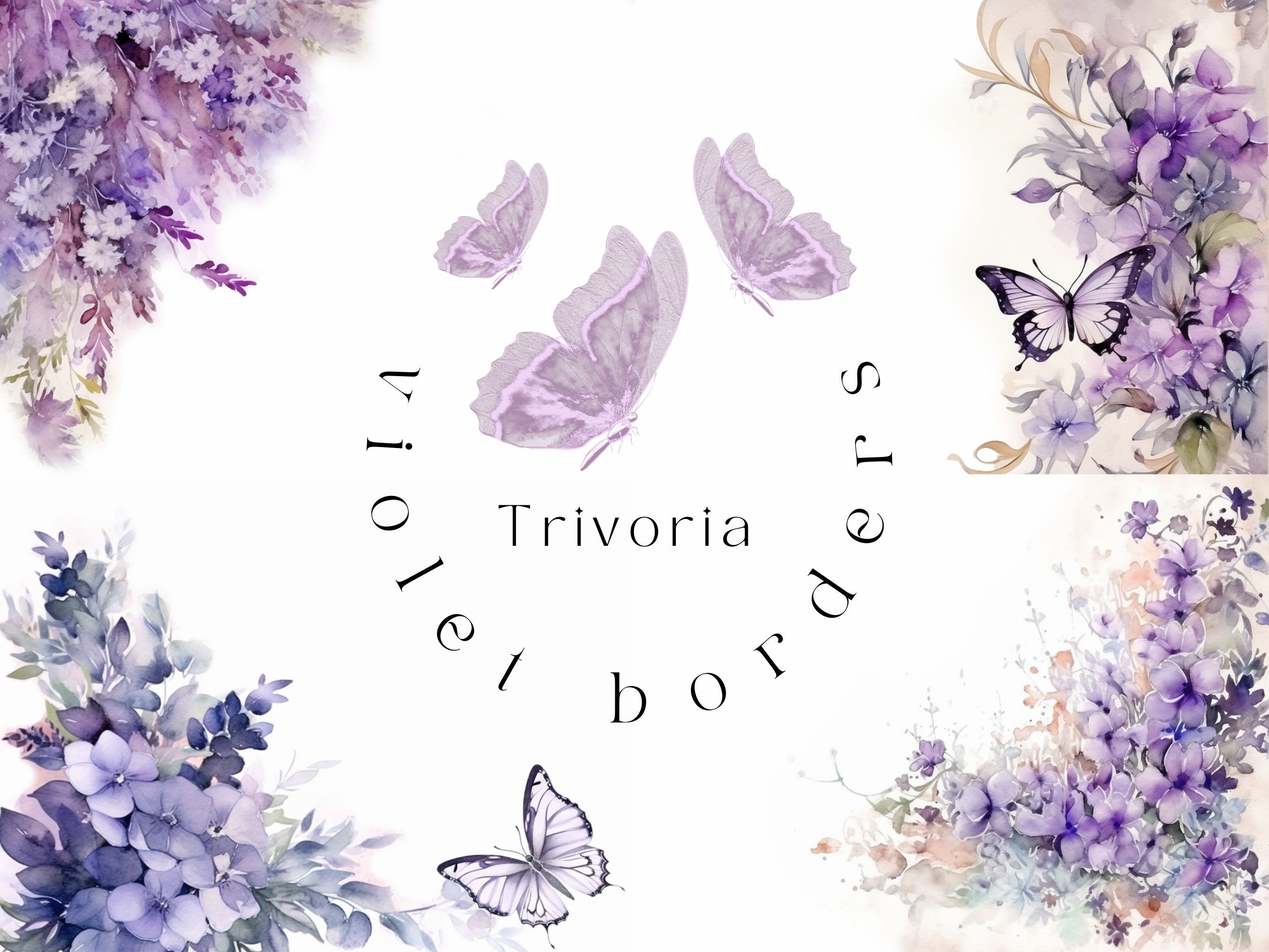 Violet Purple Lilac Floral Borders Clipart Watercolor Wedding Wild ...