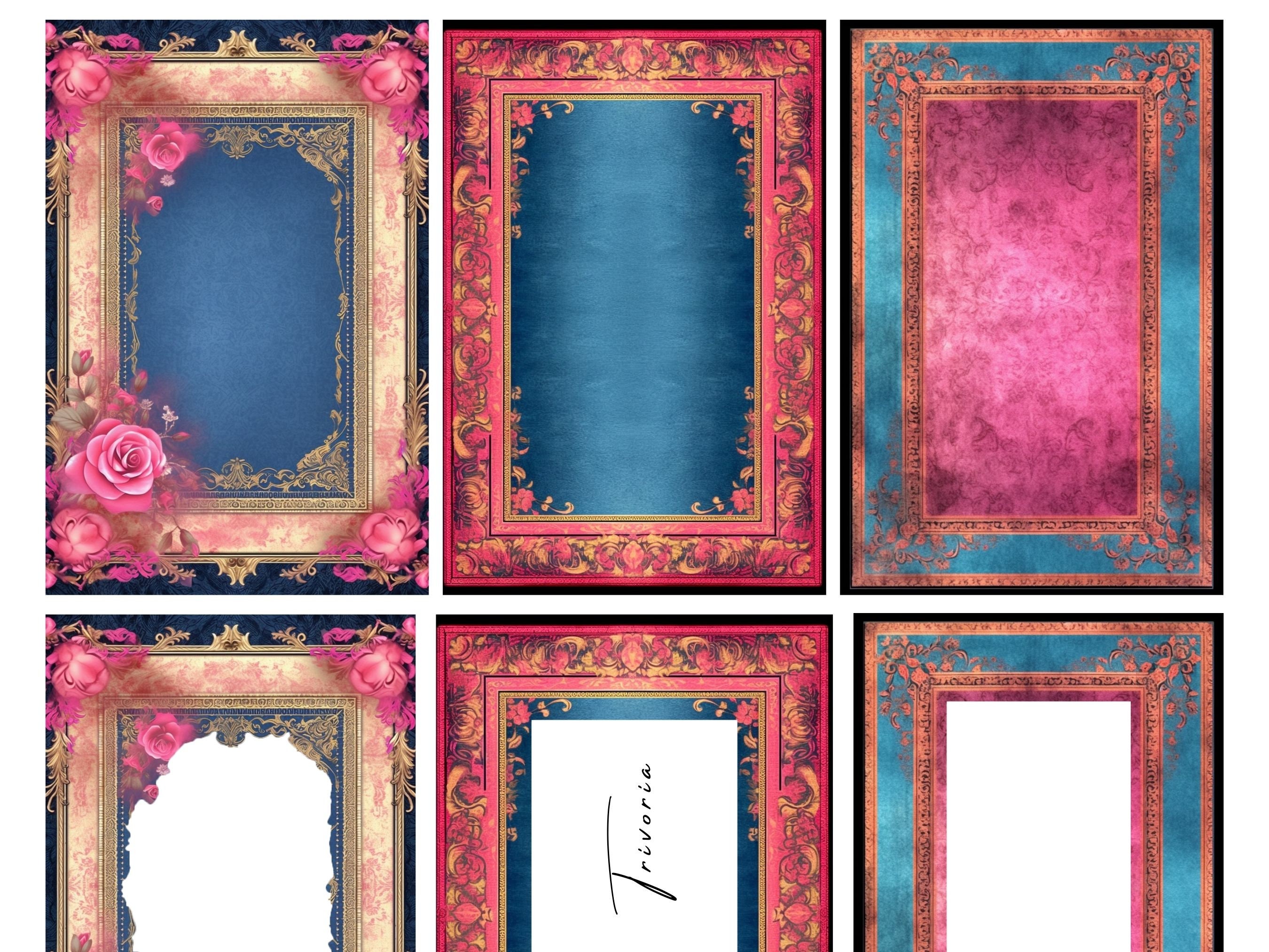 Royal Blue Pink Vintage Victorian Illuminated Borders: Shabby - Etsy