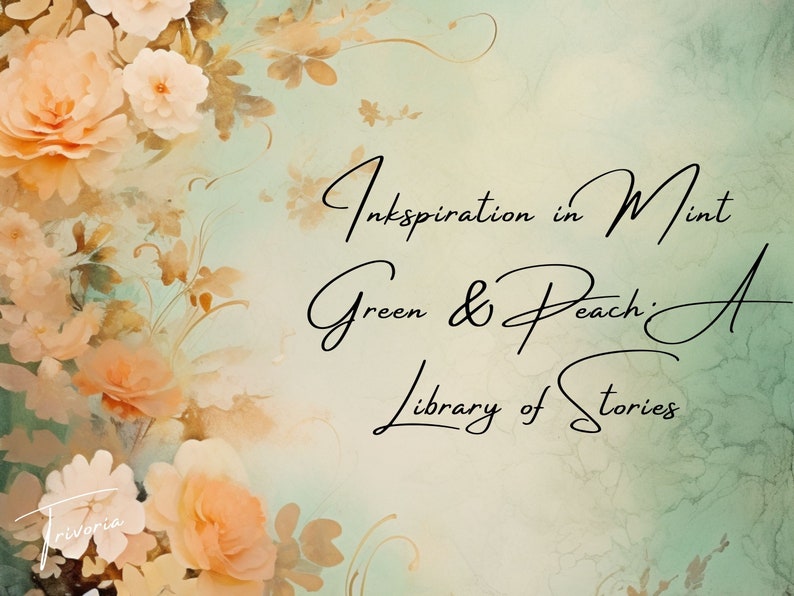 Mint Green and Peach Digital Papers: Floral & Rose Designs, Shabby Chic ...