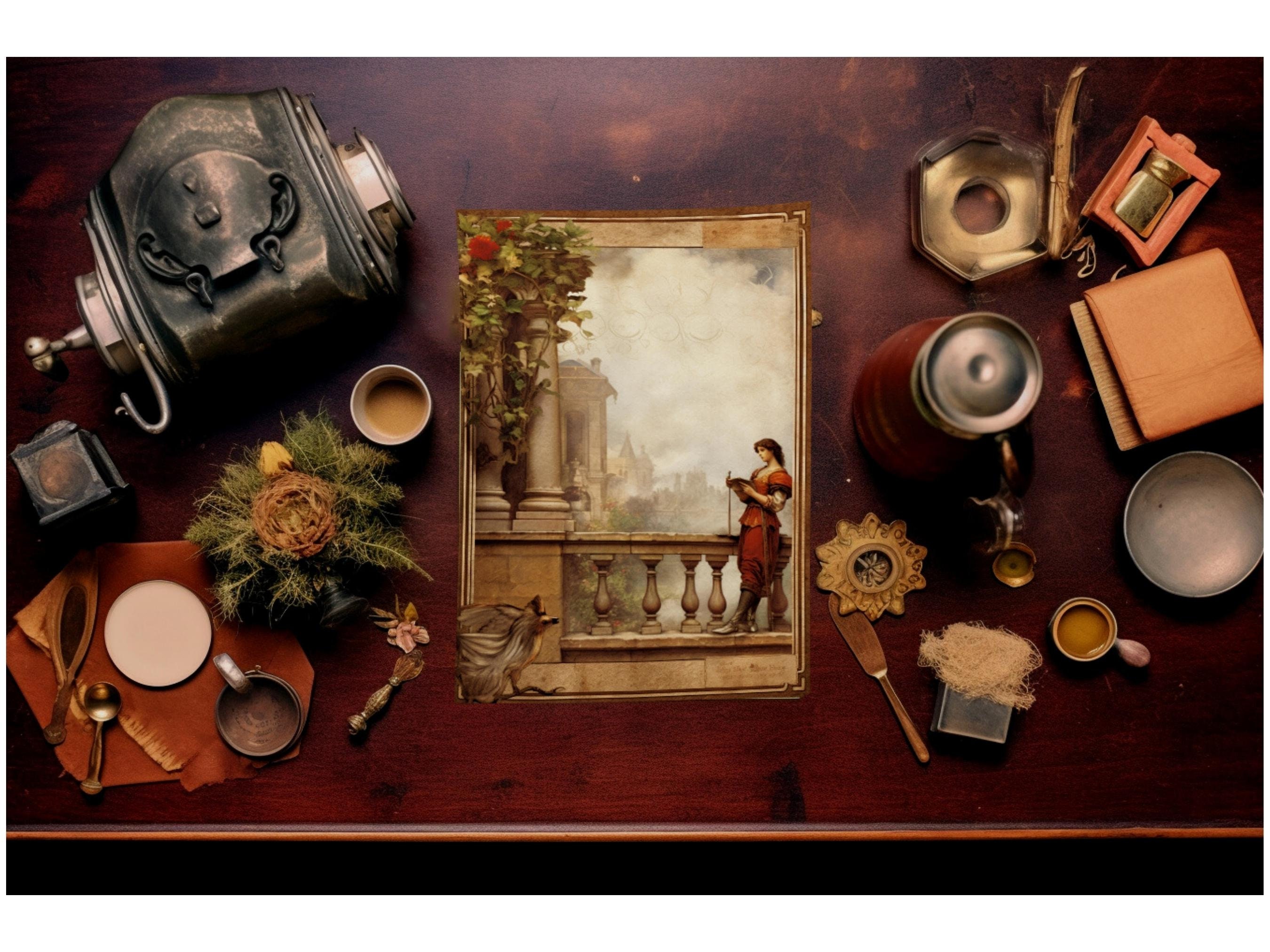 Medieval Illuminated Manuscript Border Vintage Papers Old Floral Frame ...