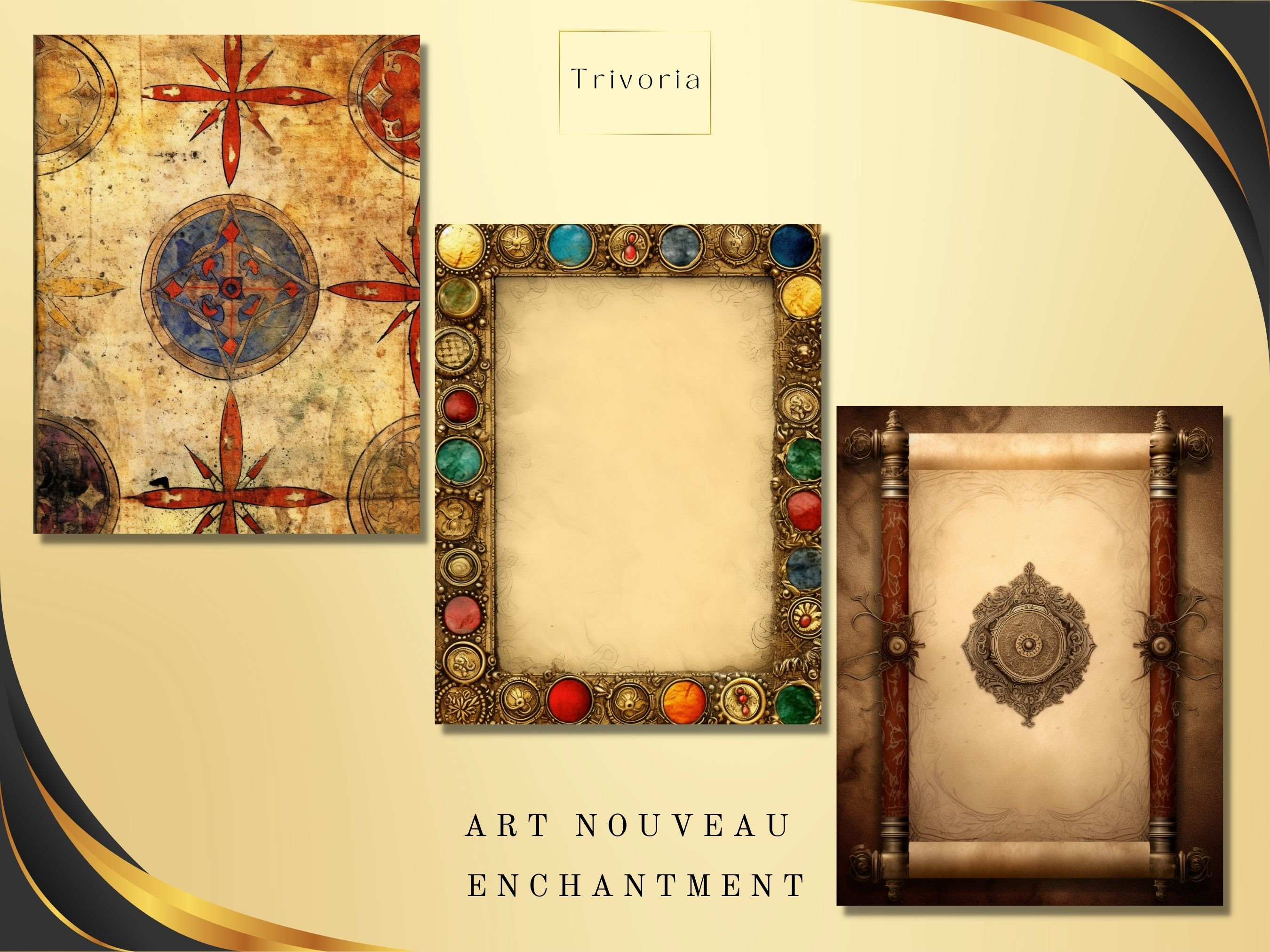 Medieval Mirage Antique Papers, Renaissance Style Art Nouveau ...