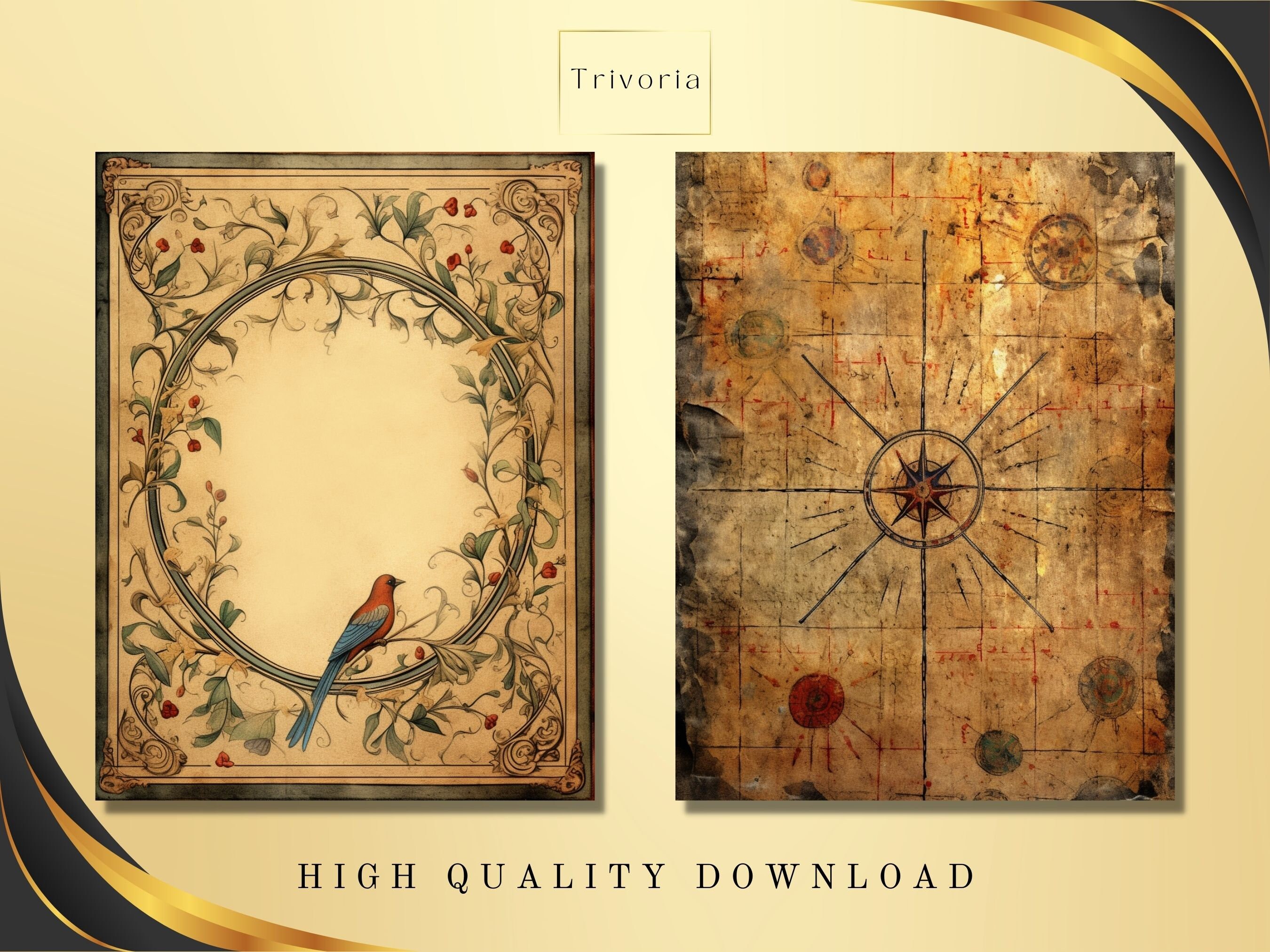 Medieval Mirage Antique Papers, Renaissance Style Art Nouveau ...