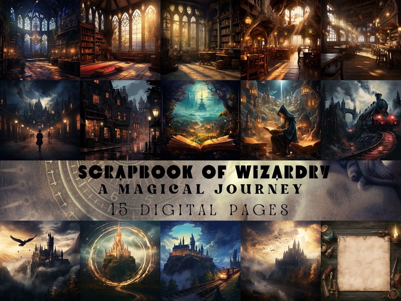 Wizard Academy Digital Paper Collection: Magic School, Wizard Classroom ...