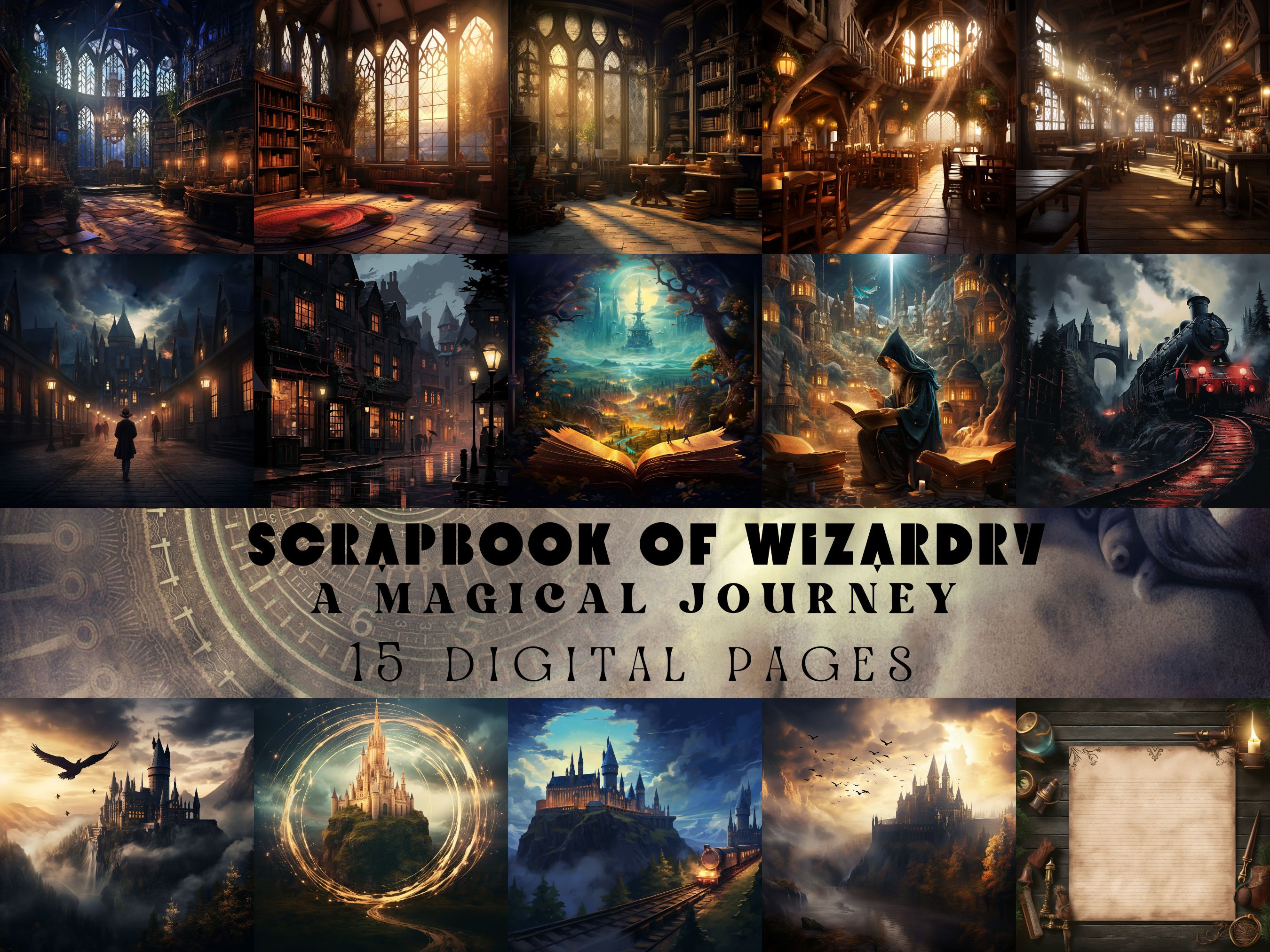 Wizard Academy Digital Paper Collection: Magic School, Wizard Classroom ...