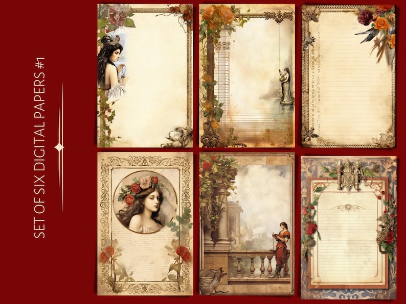 Medieval Illuminated Manuscript Border Vintage Papers Old Floral Frame ...