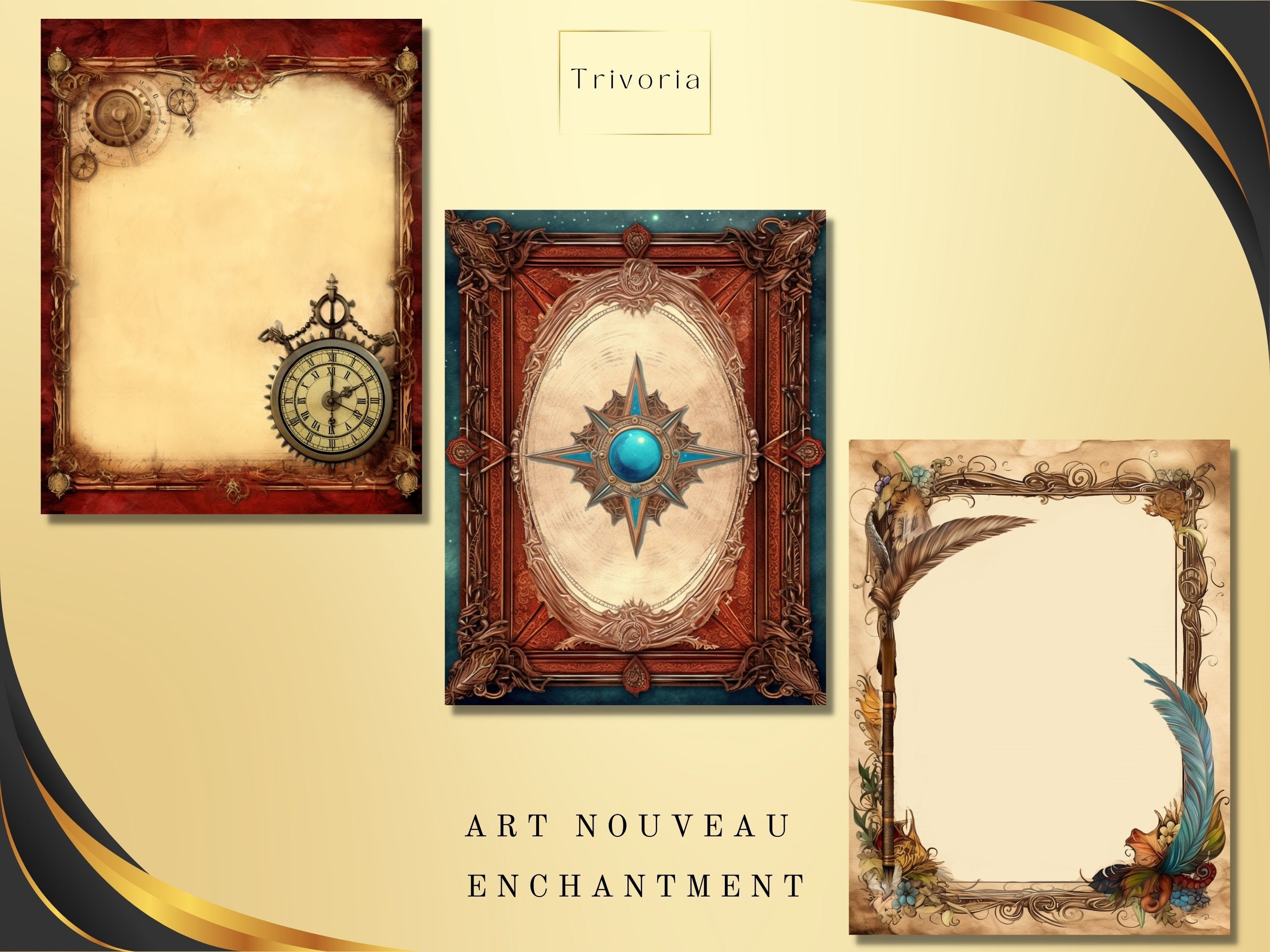 Medieval Mirage Antique Papers, Renaissance Style Art Nouveau ...