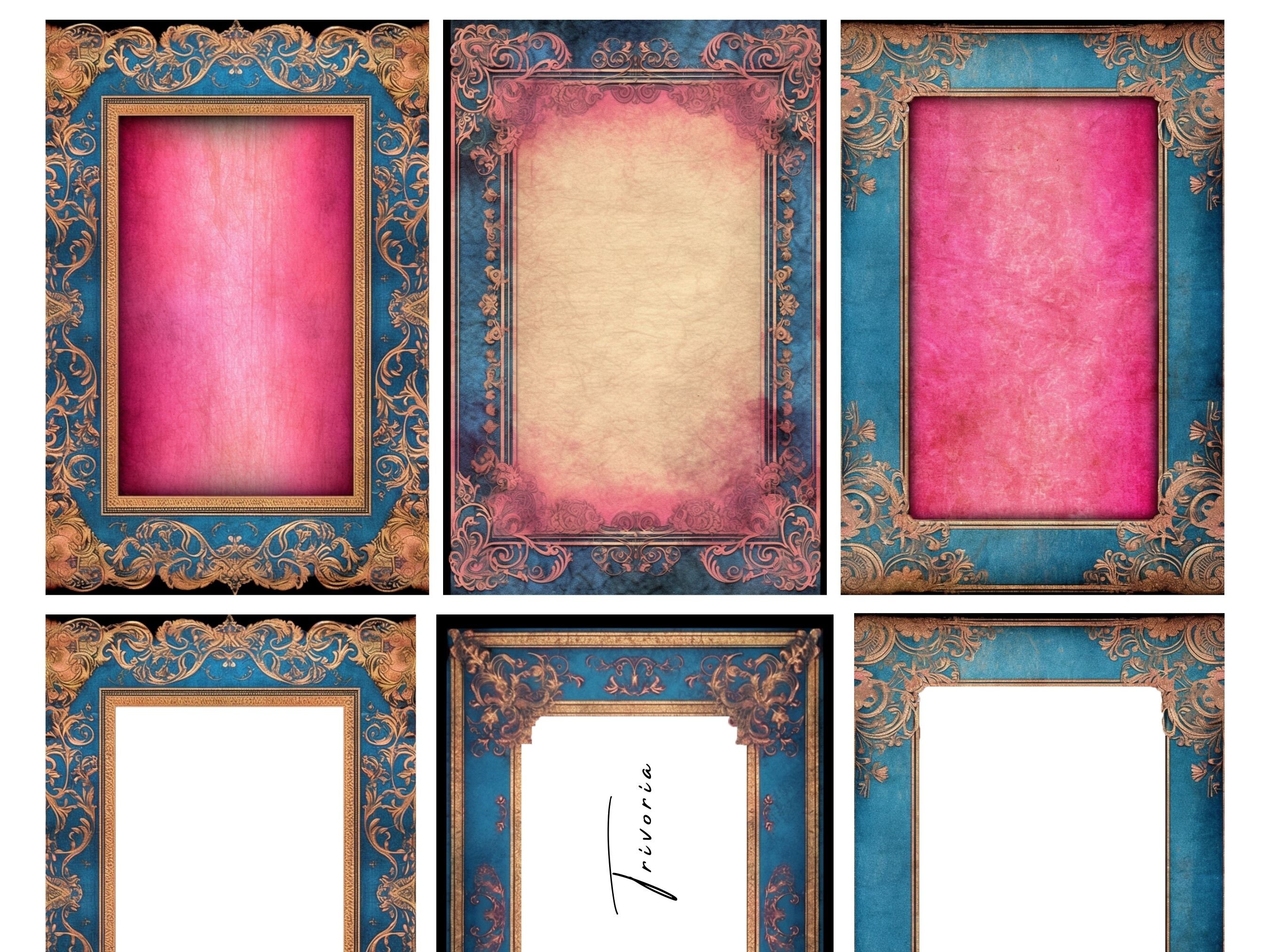 Vintage Victorian Illuminated Borders in Royal Blue and Pink - Etsy