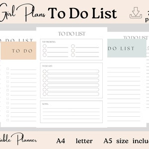 Printable to Do List, PDF, Planner Checklist, Instant Download, Pink ...