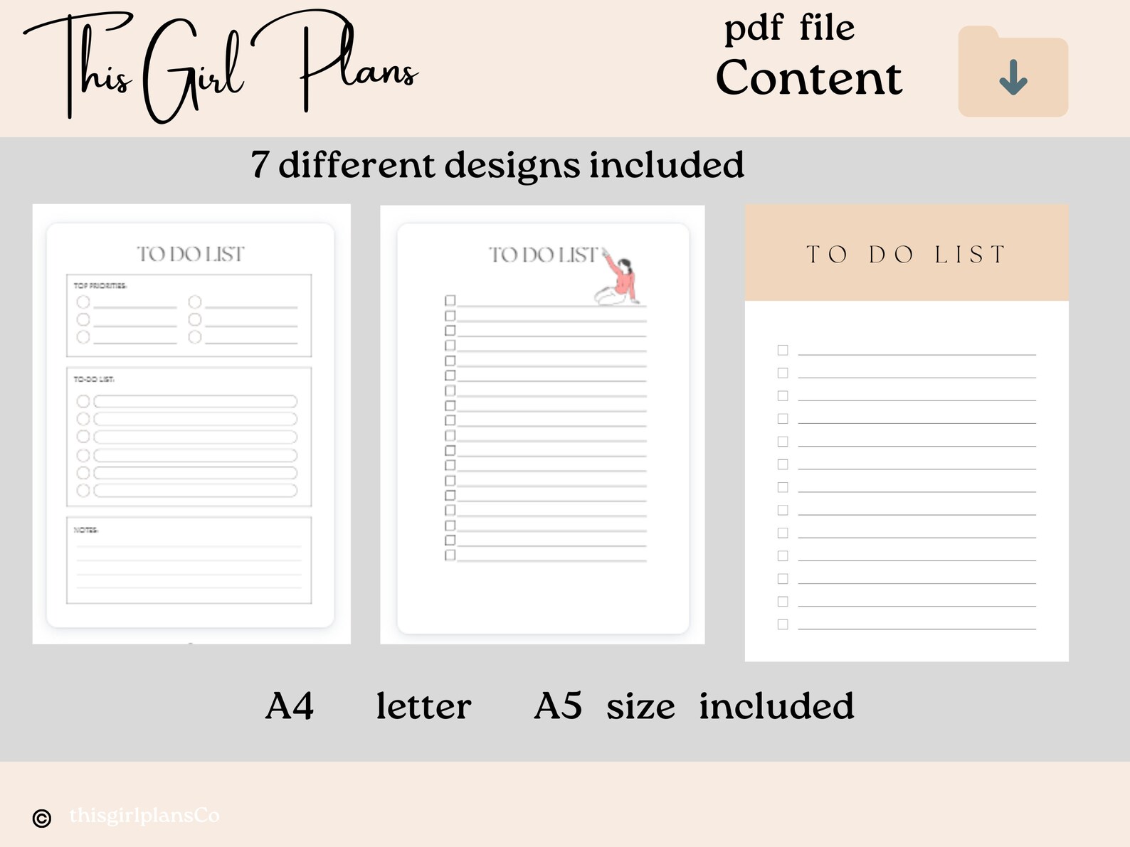 Printable to Do List, PDF, Planner Checklist, Instant Download, Pink ...