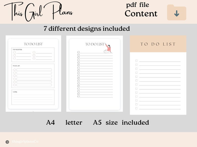 Printable to Do List, PDF, Planner Checklist, Instant Download, Pink ...