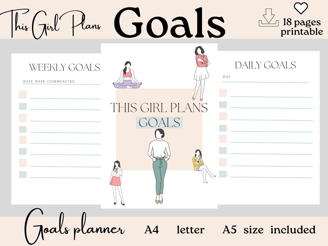 Goals Planner Undated Printable Planner Daily Goals Annual Goals ...