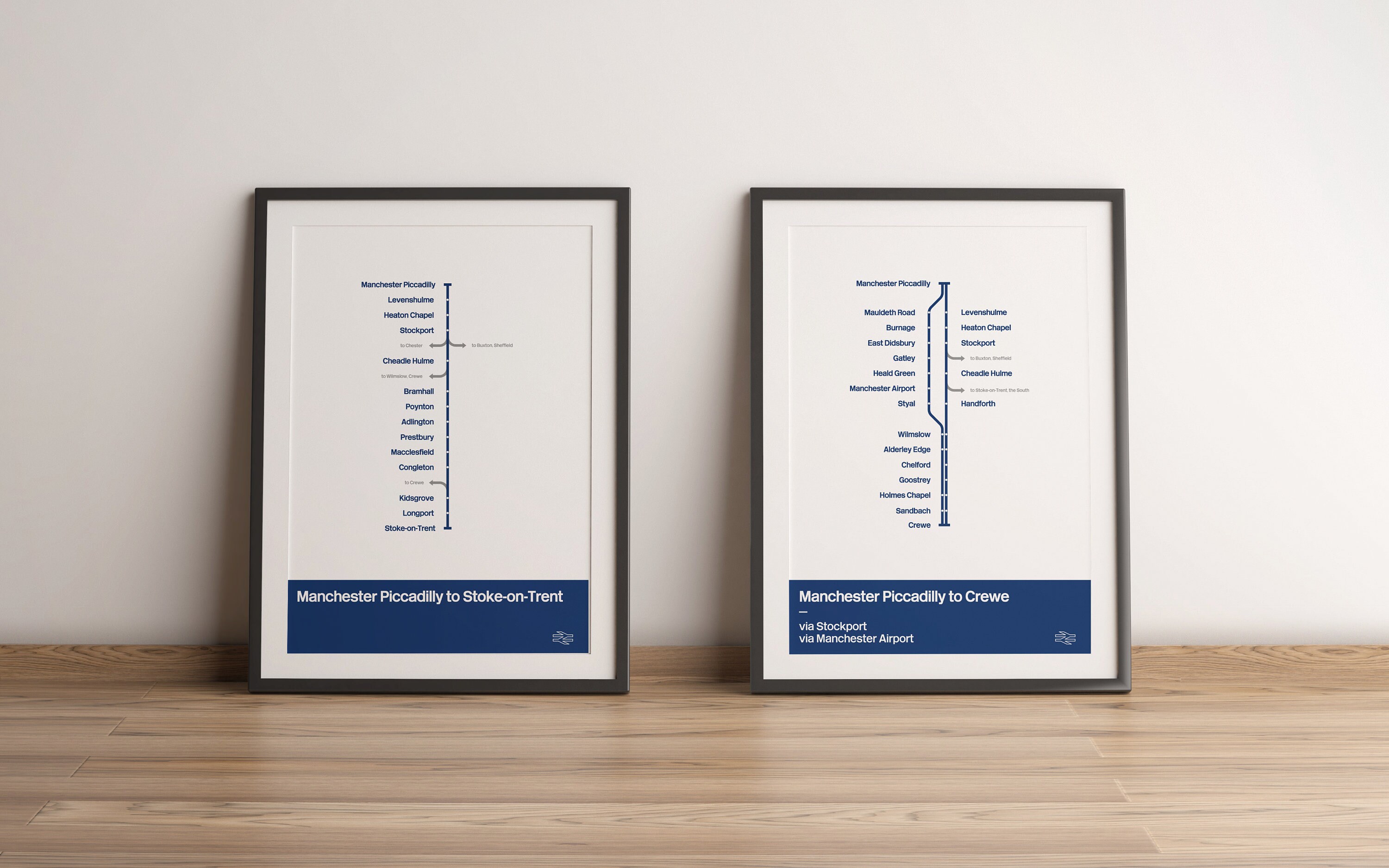 British Rail Route Map Poster Manchester Piccadilly to Stoke-on-trent ...