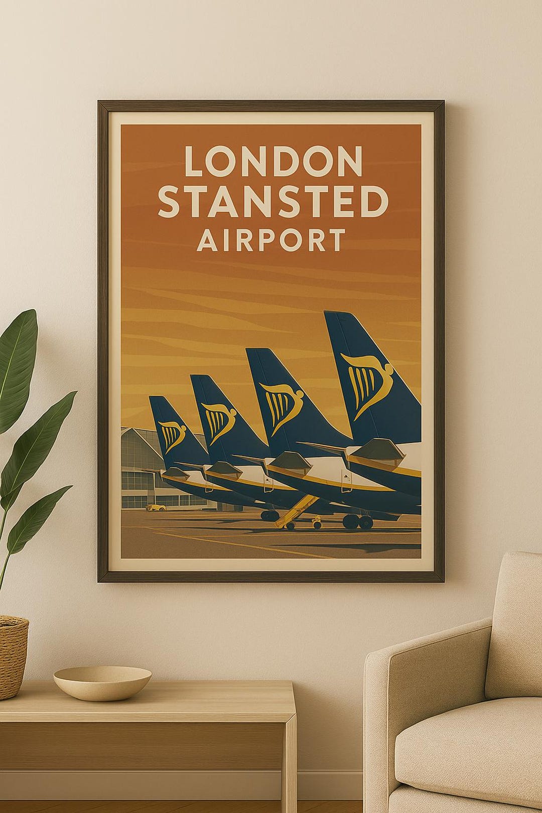 Vintage Style London Stansted Airport (ryanair) Travel Poster - Etsy