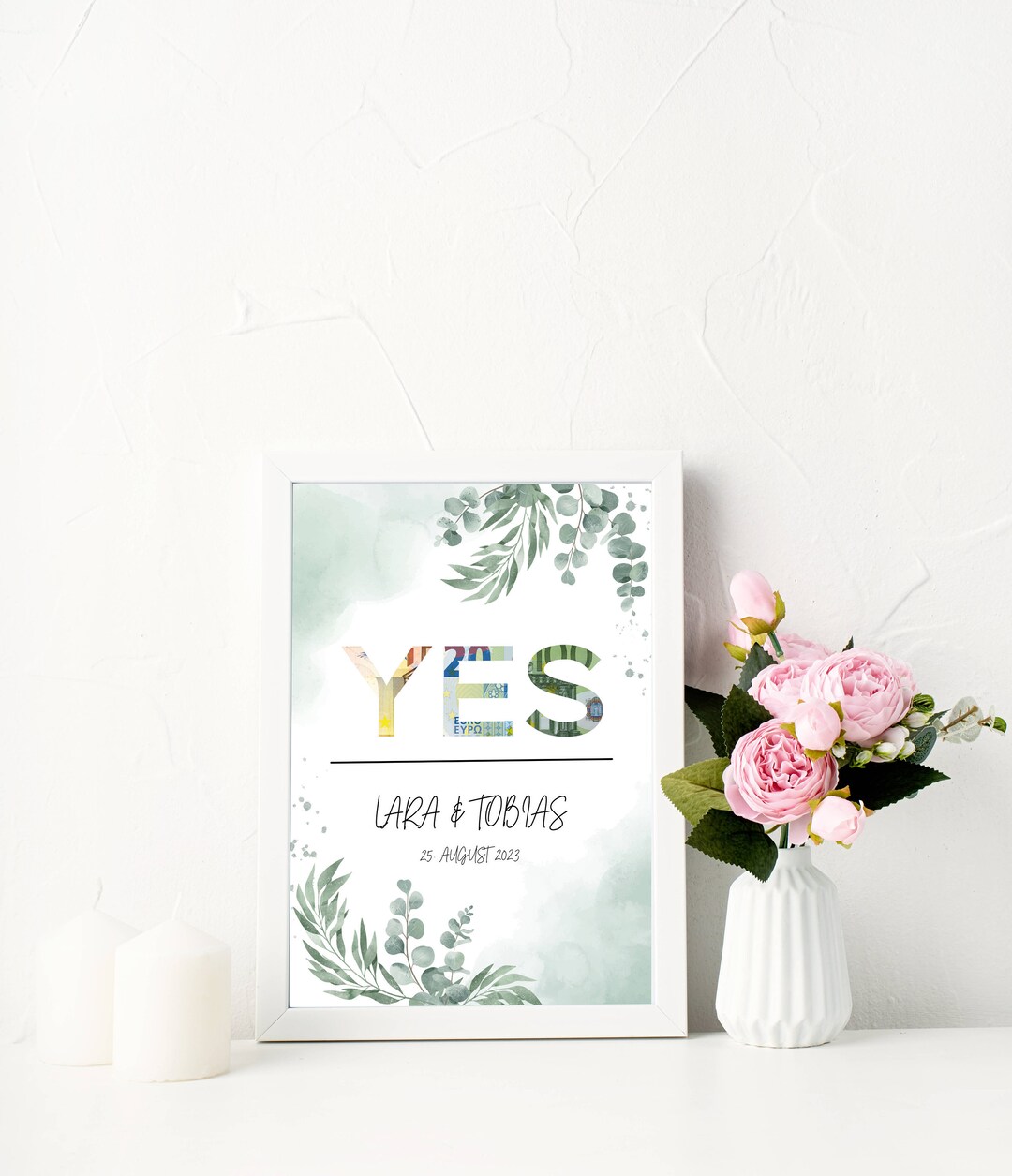 Personalized Wedding Gift | in White Picture Frame | YES | Names of the ...