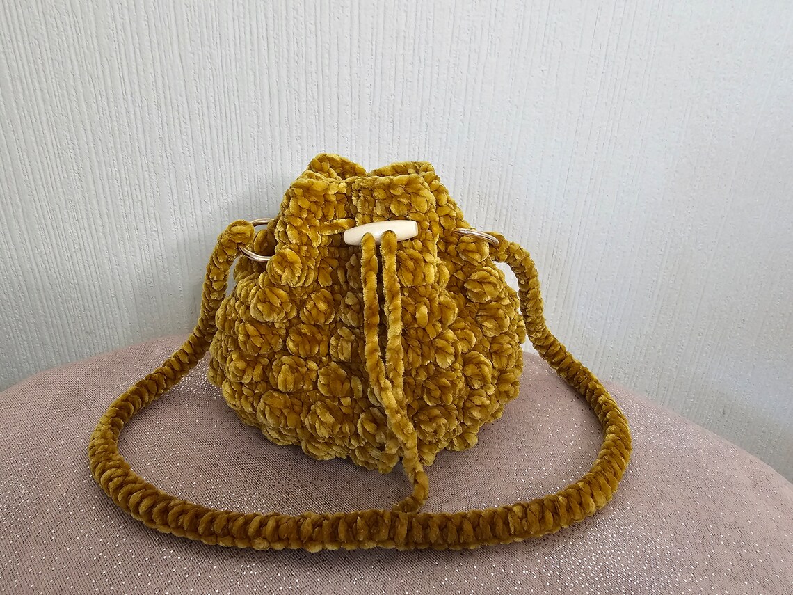 Handmade Bucket Bag Crochet ,velvet Bucket Bag, - Etsy