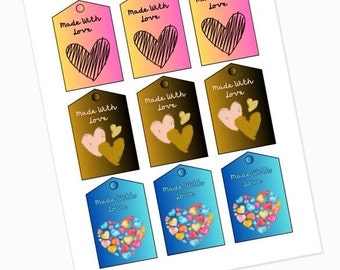 Printable Handmade With Love Gift Tags, Handmade With Love Cards, Made ...