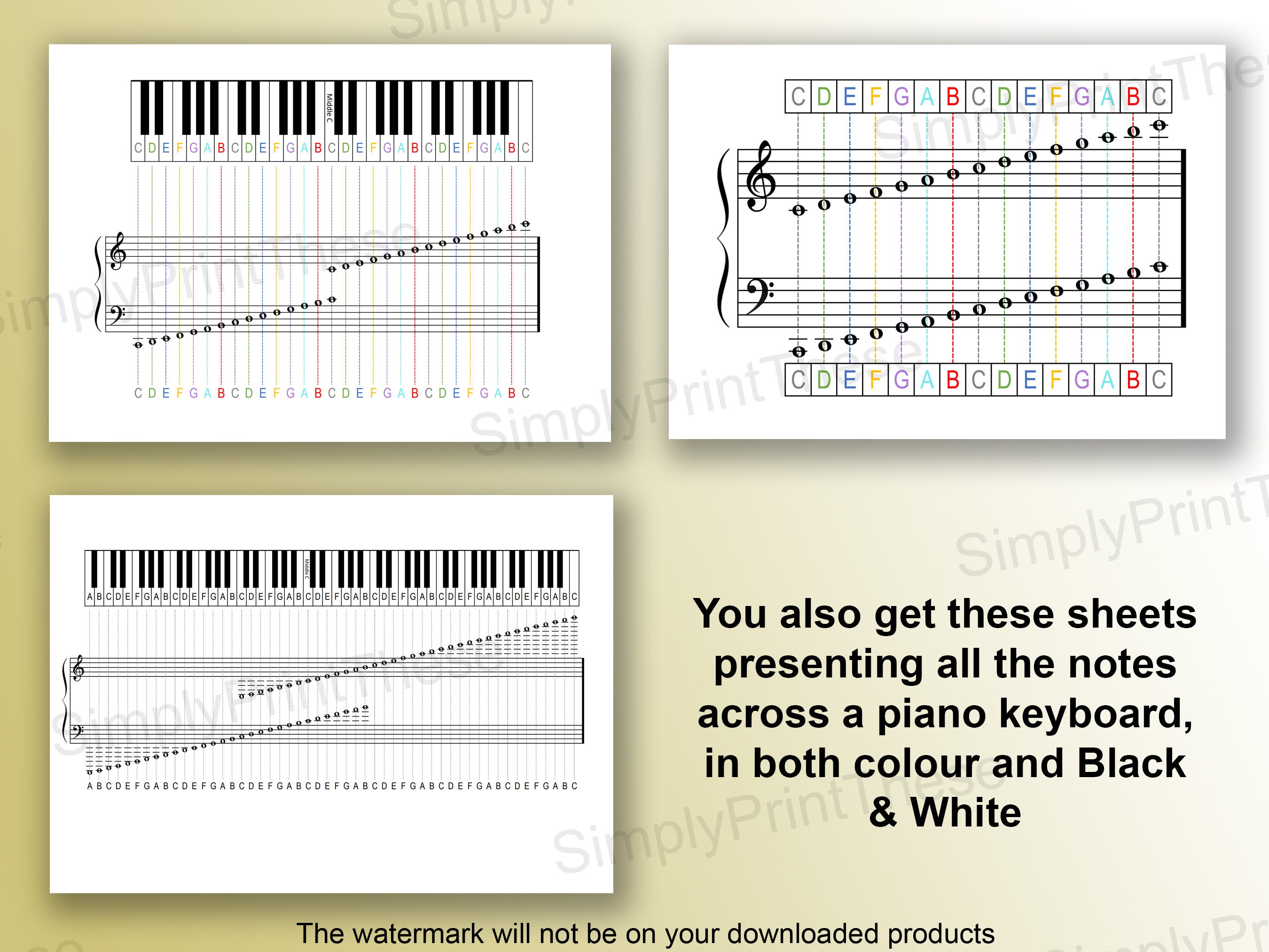 25 Music Worksheets With Staves, Bars, Notes, Flashcards & Piano ...