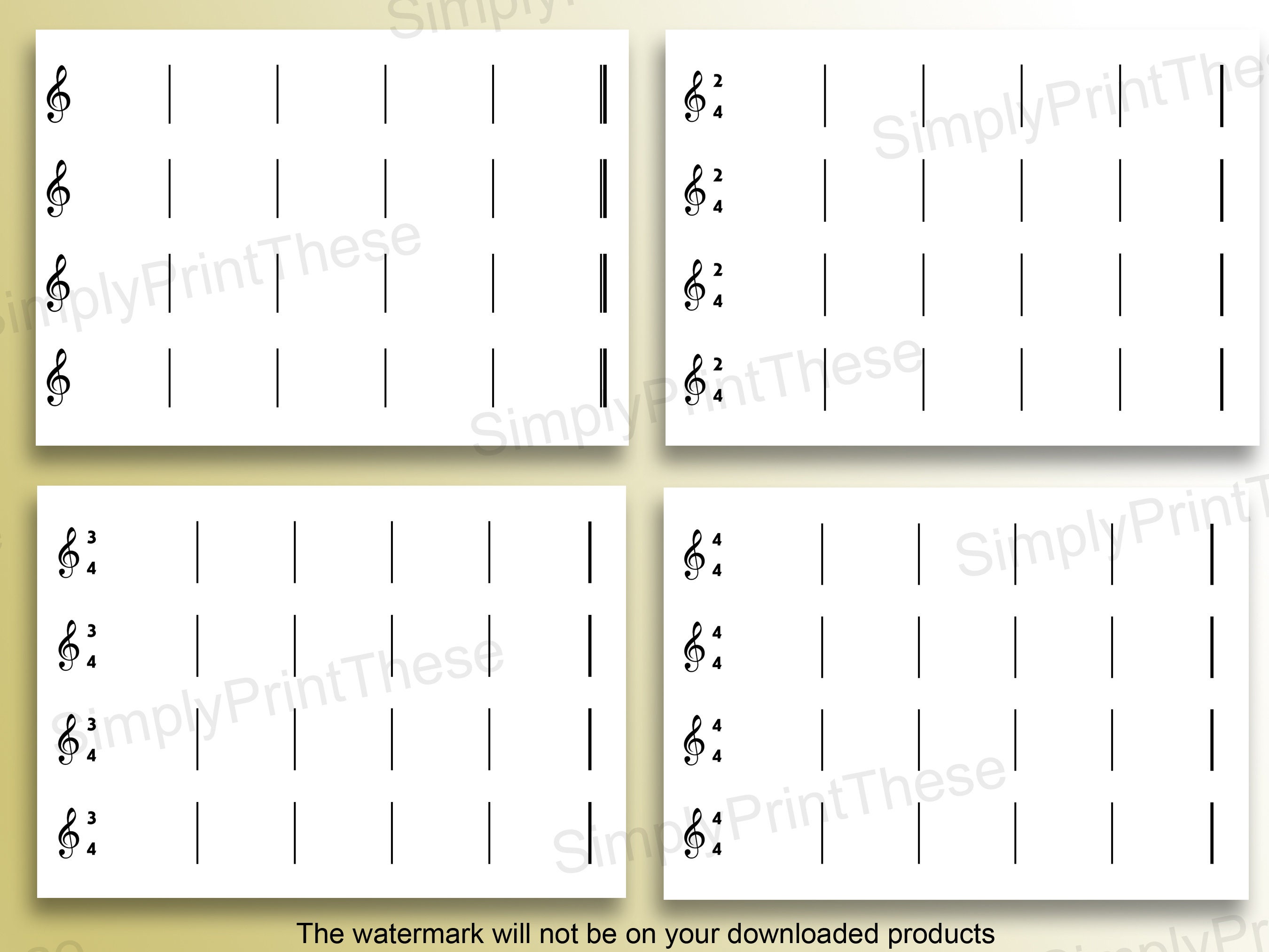 25 Music Worksheets With Staves, Bars, Notes, Flashcards & Piano ...